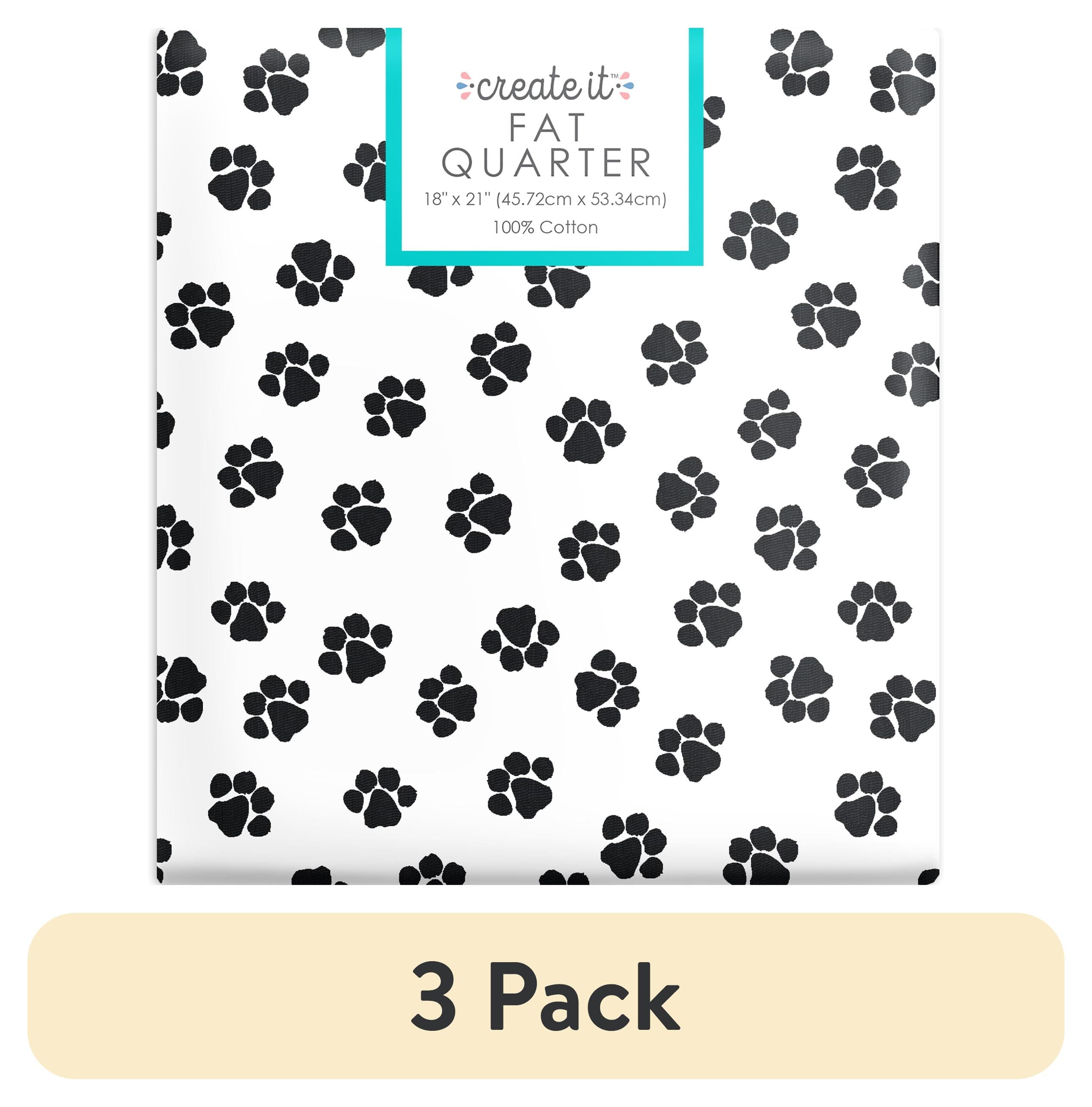 (3 pack) Create It 18"x21" 100% Cotton Paw Print Precut Sewing & Craft ...