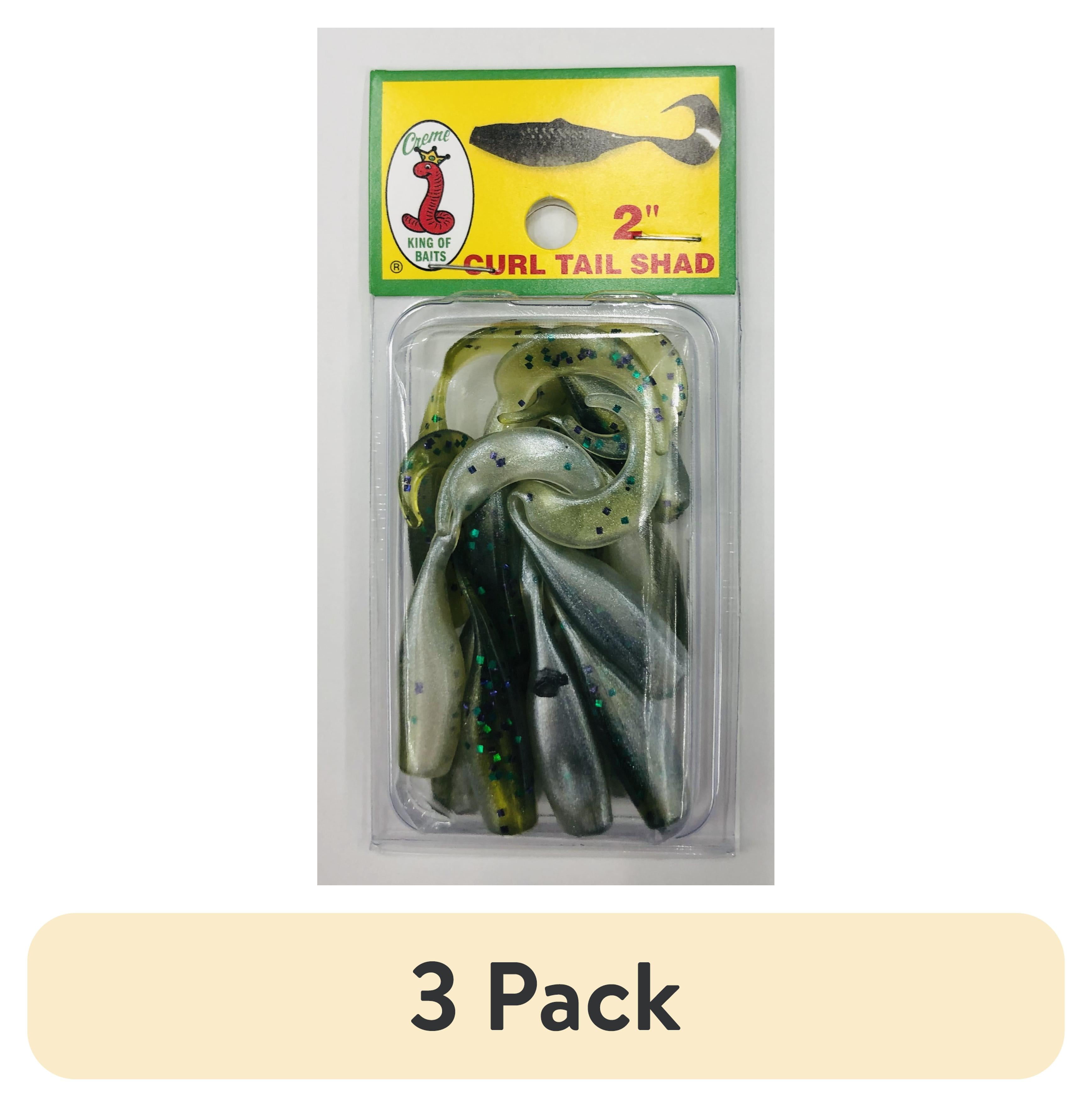 (3 pack) Creme 2" Curl Tail Crappie Shad Lure, Tadpole, 10 Count ...
