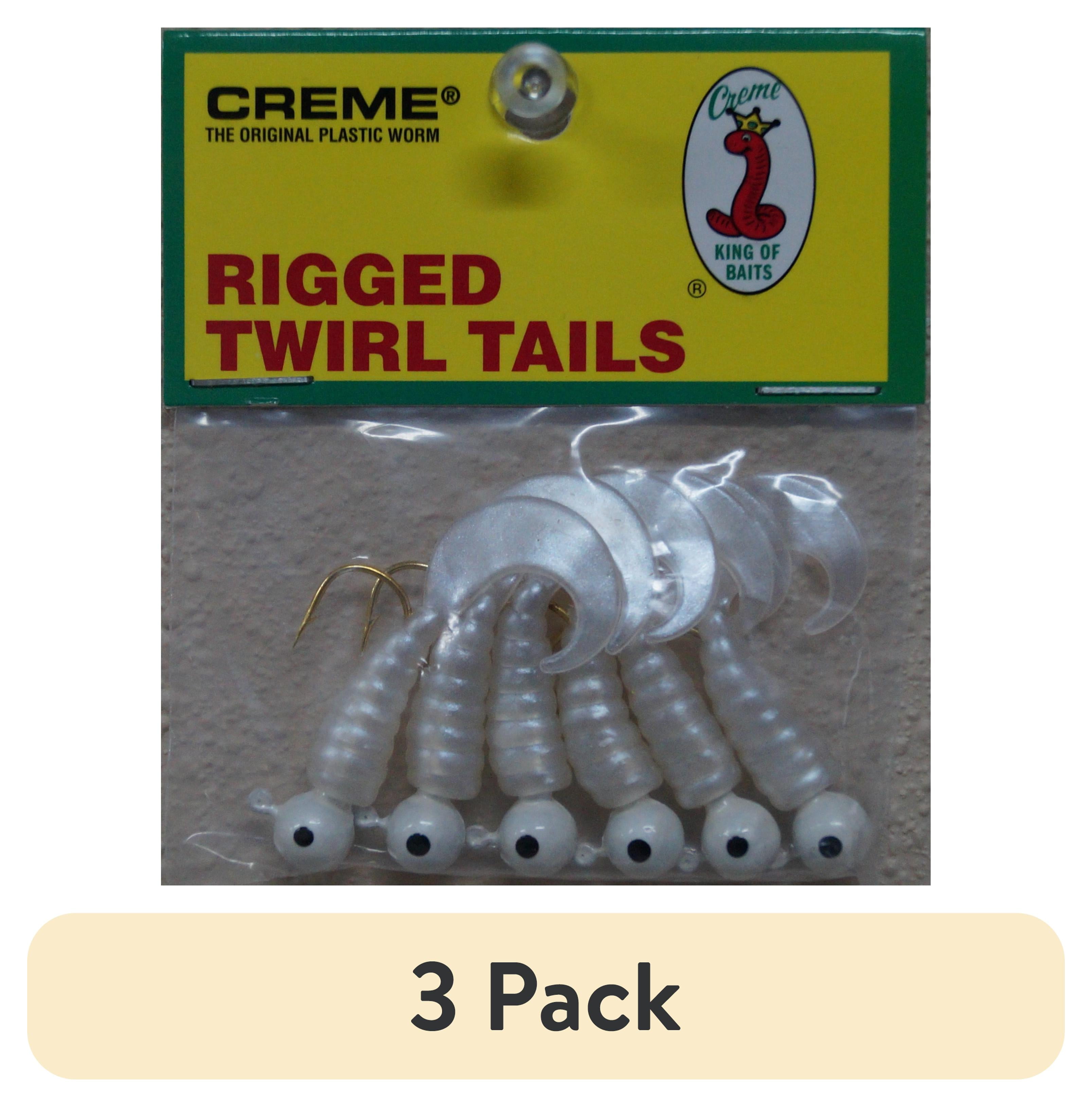 (3 pack) Creme 2" Rigged Twirl Tail Lure, Pearl White, 1/16 oz., 6 ...