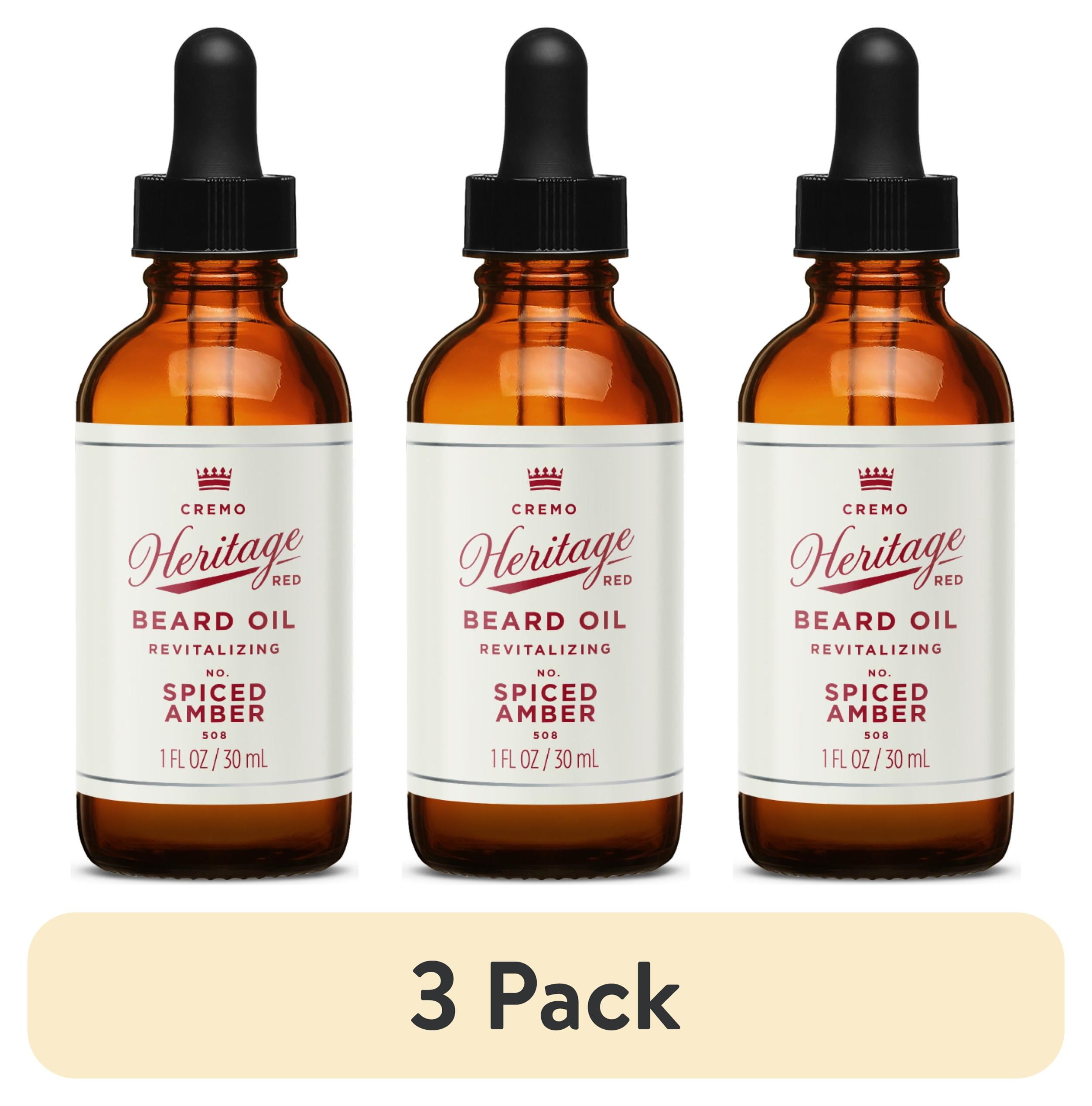 (3 pack) Cremo Revitalizing Beard Oil, Heritage Red Spiced Amber Scent ...