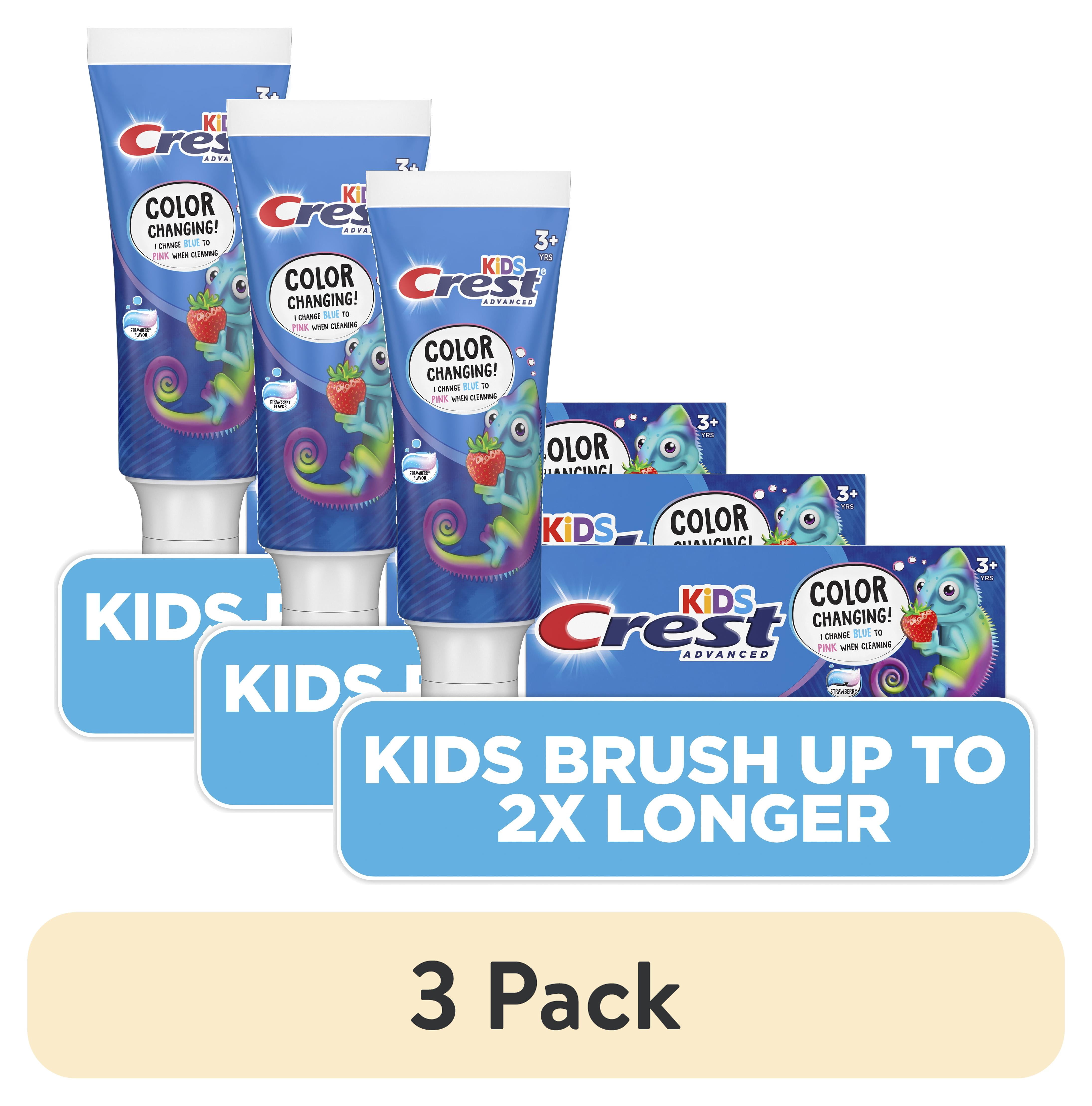 (3 pack) Crest Advanced Kid's Fluoride Toothpaste, Strawberry Flavor, 4 ...