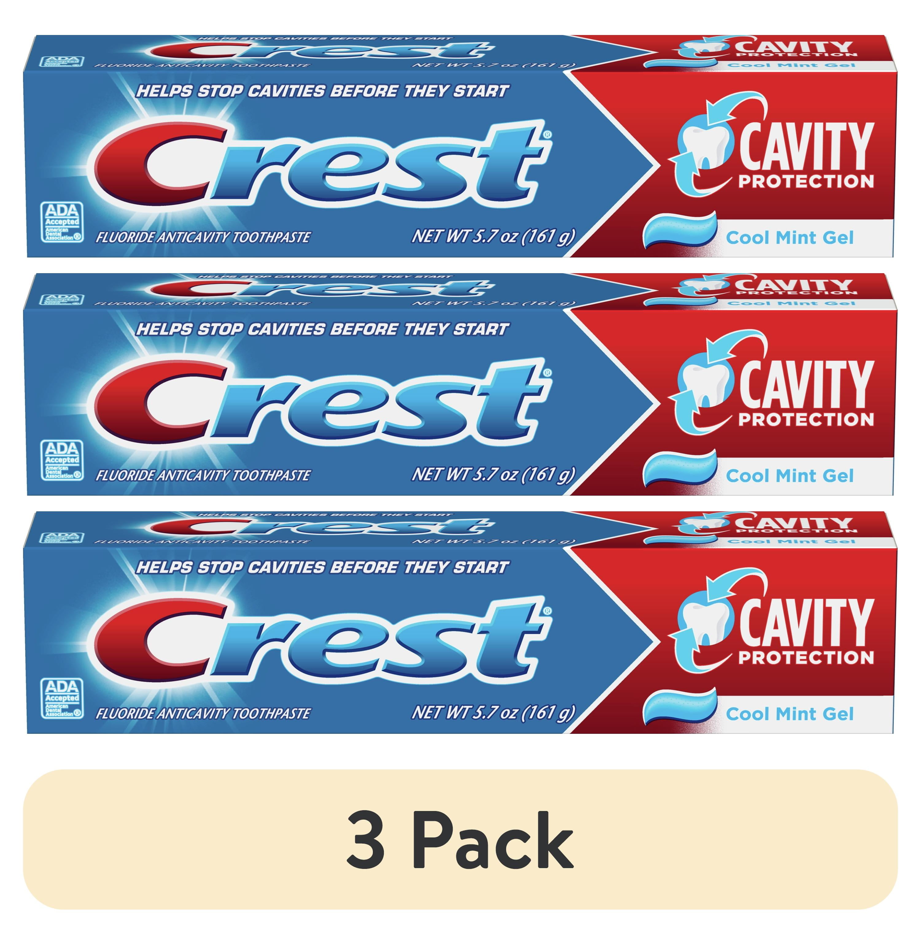 (3 pack) Crest Cavity Protection Toothpaste Gel, Cool Mint, 5.7 oz ...