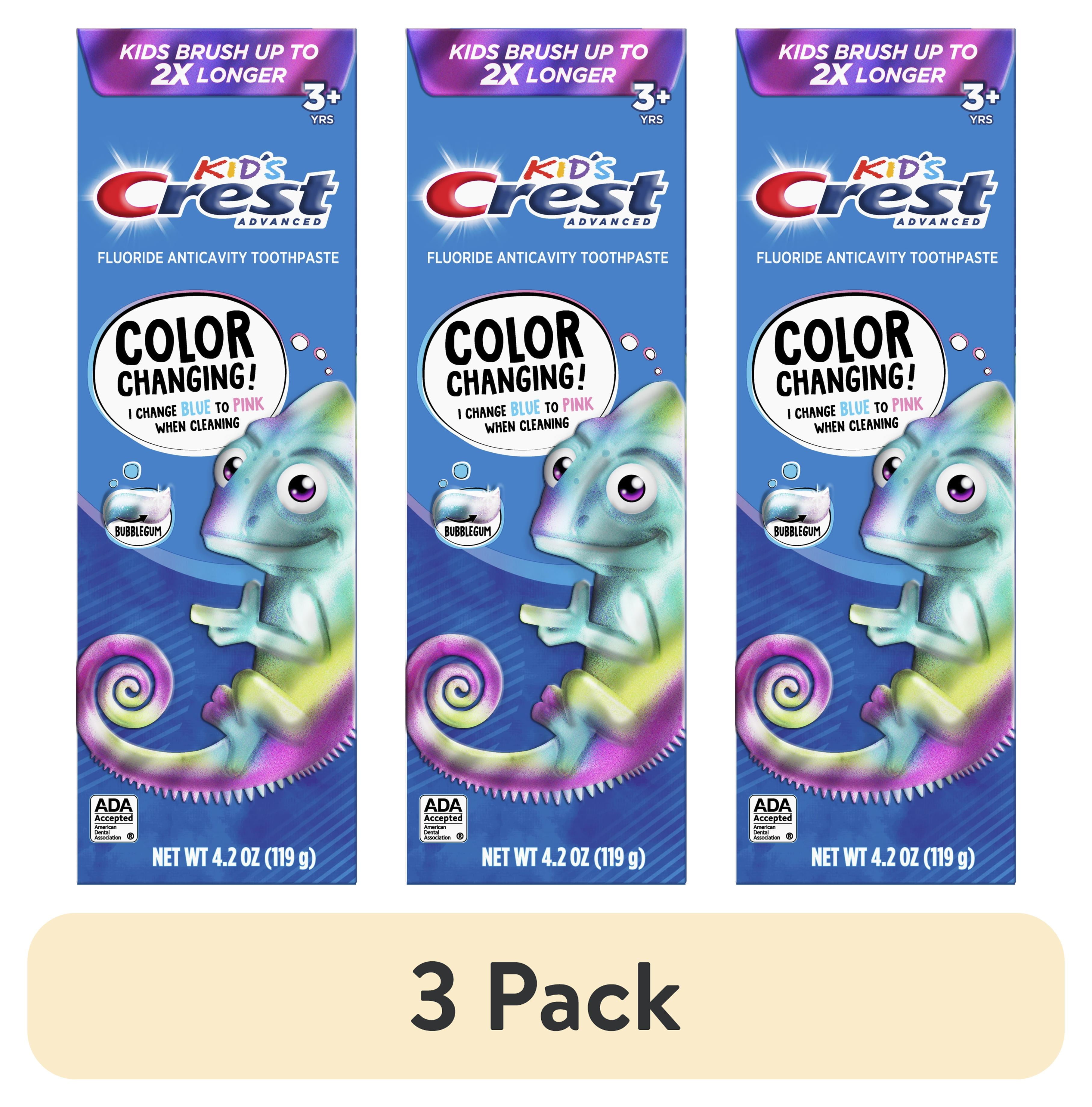 (3 pack) Crest Kids Advanced Fluoride Toothpaste, Bubblegum Flavored, 4 ...