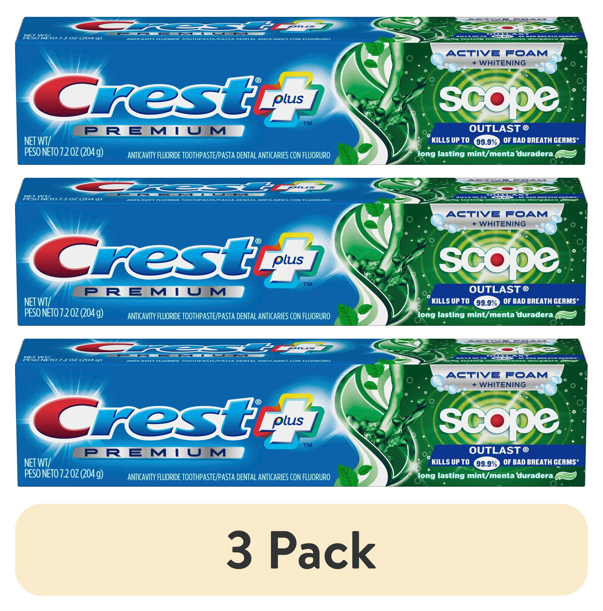 (3 pack) Crest Premium Plus Scope Outlast Toothpaste, Long Lasting Mint ...