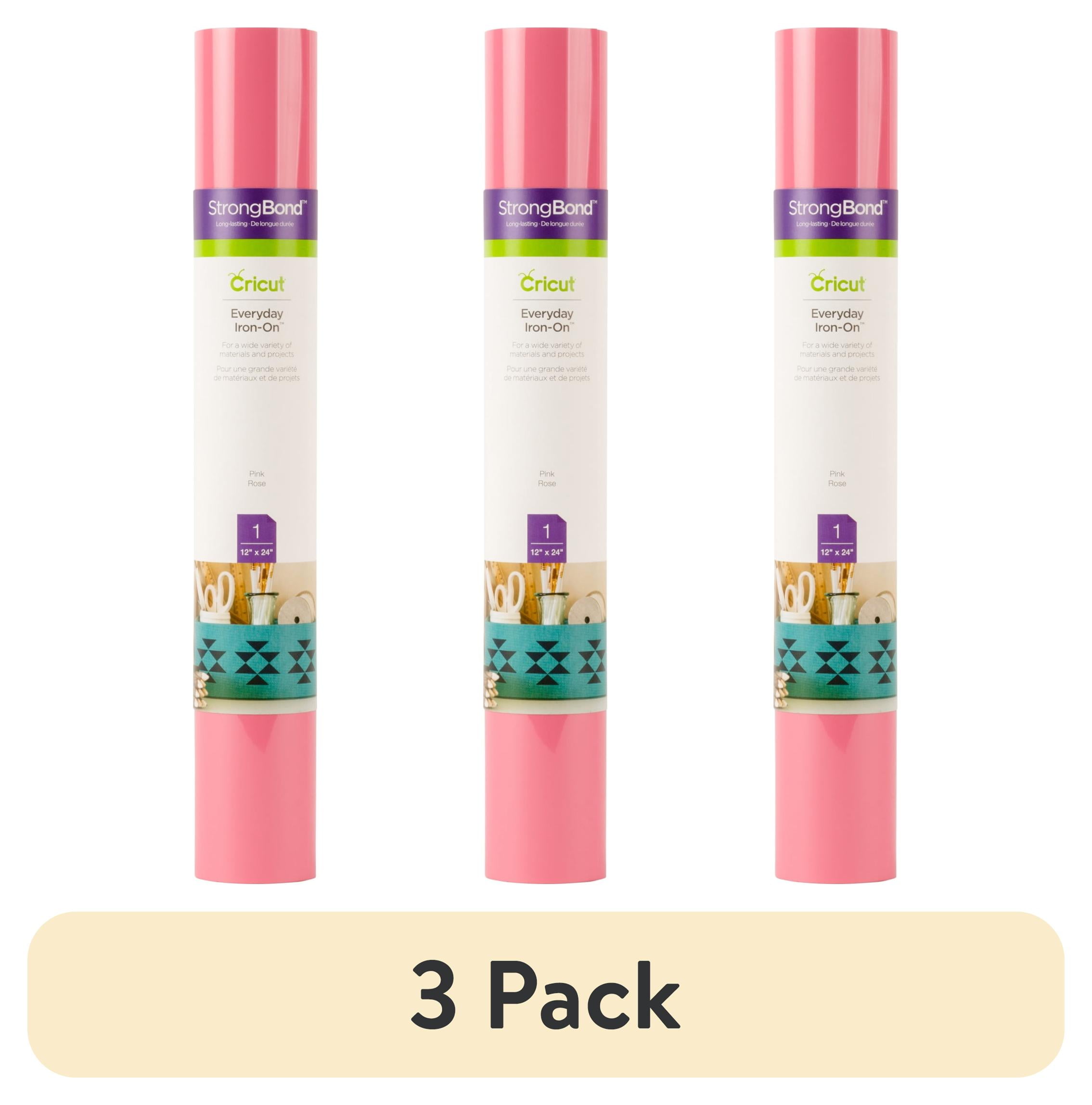 (3 pack) Cricut Everyday Iron-On Vinyl, Pink, 12" x 24" Roll - Walmart.com