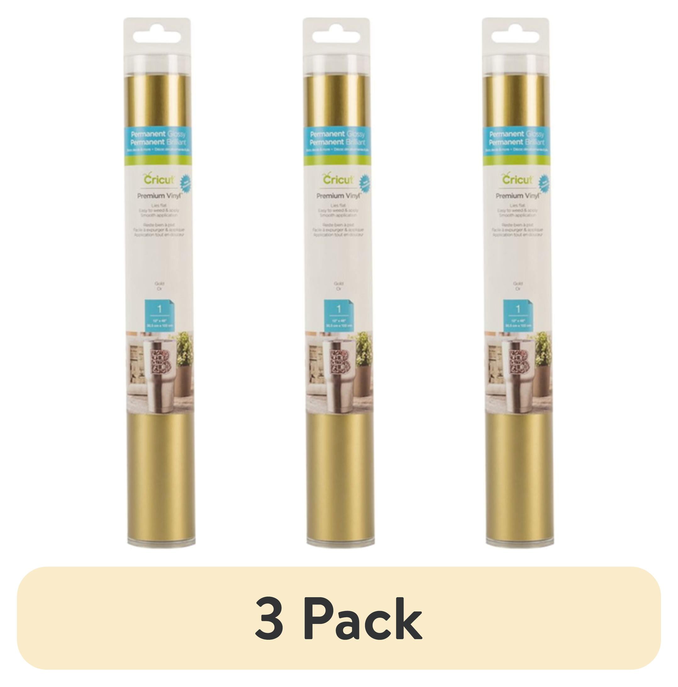 (3 pack) Cricut® Premium Vinyl – Permanent, Gold, 12" x 48" - Walmart.com