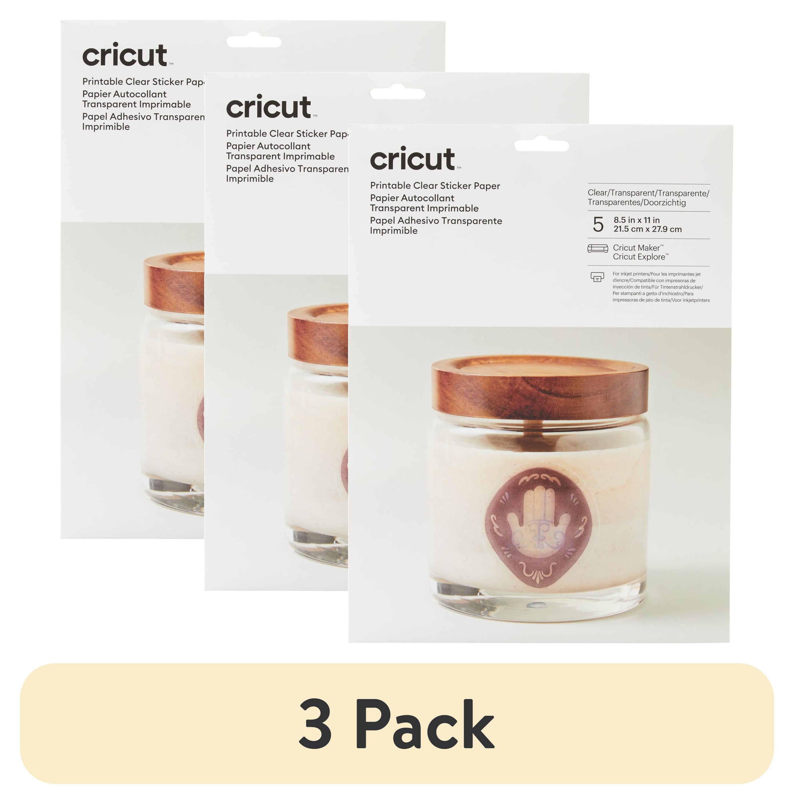 (3 pack) Cricut® Printable Clear Sticker Paper, 8.5" x 11" - Walmart.com