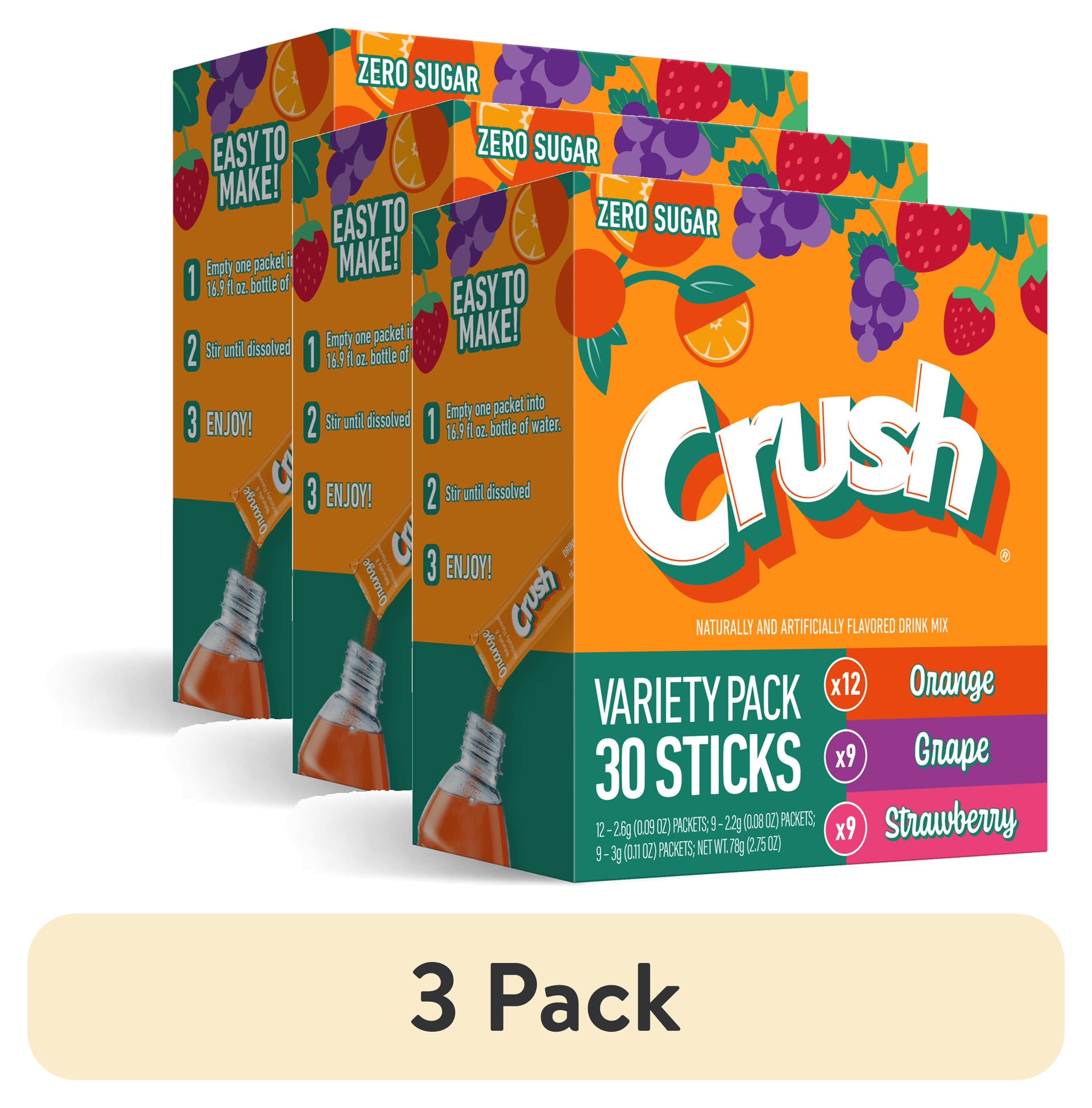 (3 pack) Crush Powdered Drink Mix Variety Pack, Orange, Grape ...