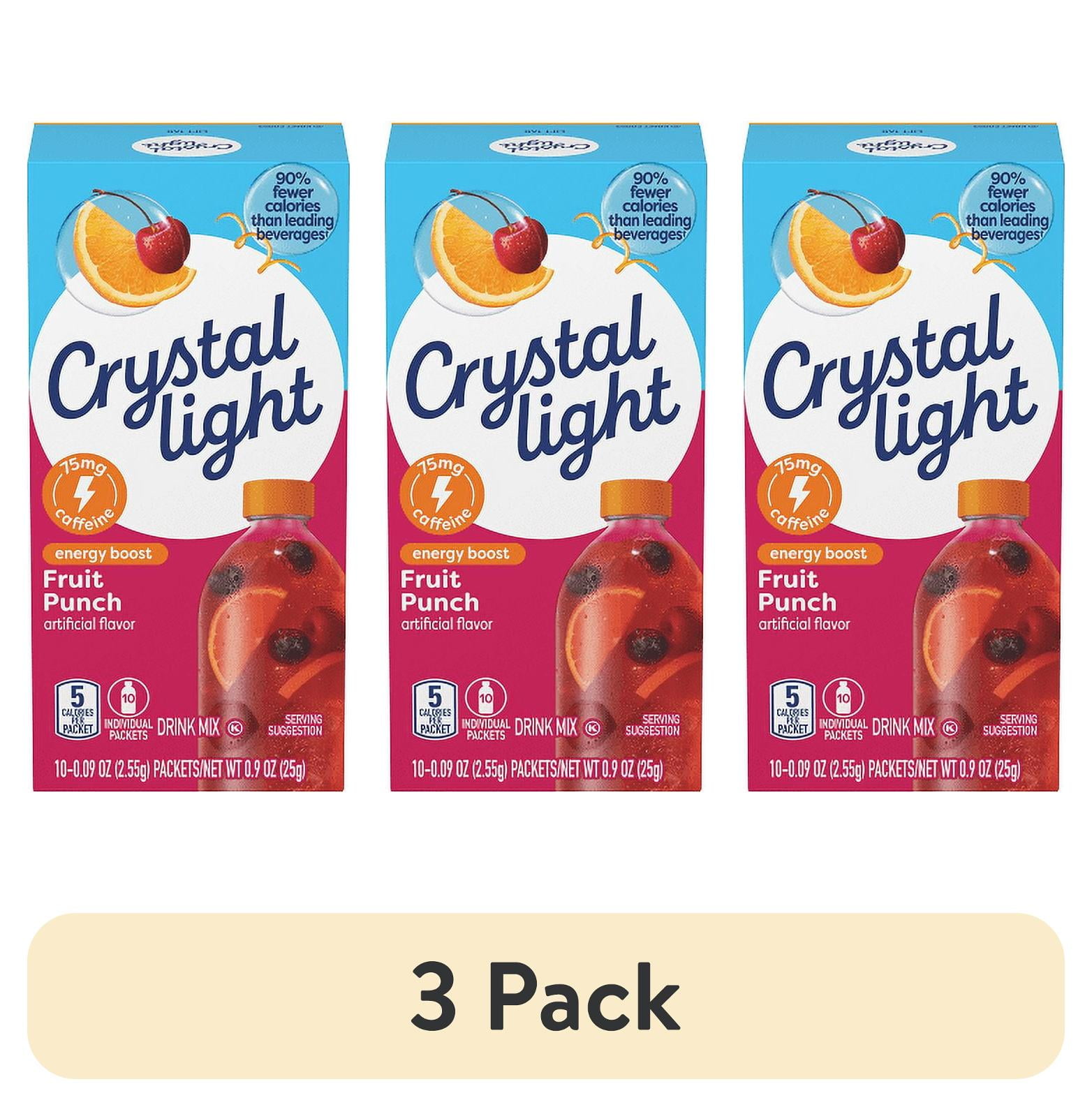 (3 pack) Crystal Light Energy Boost Fruit Punch, Powdered Energy Drink ...
