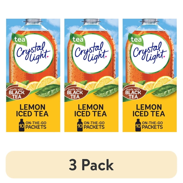 (3 pack) Crystal Light Lemon Iced Tea Sugar Free Drink Mix Singles, 10 ...
