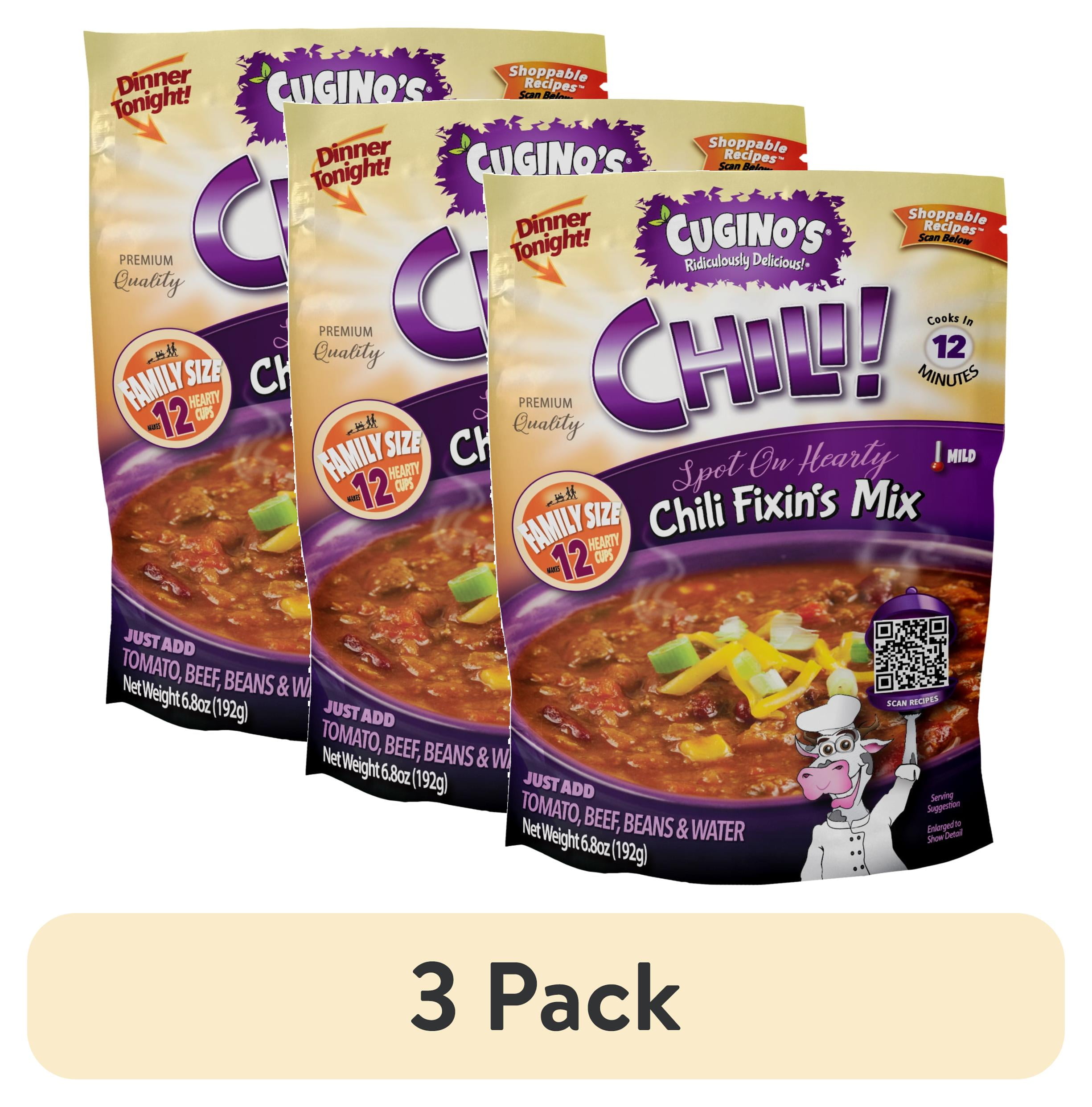 (3 pack) Cugino's Quick Meal Hearty Chili Fixin's Dried Mix, 6.8oz ...