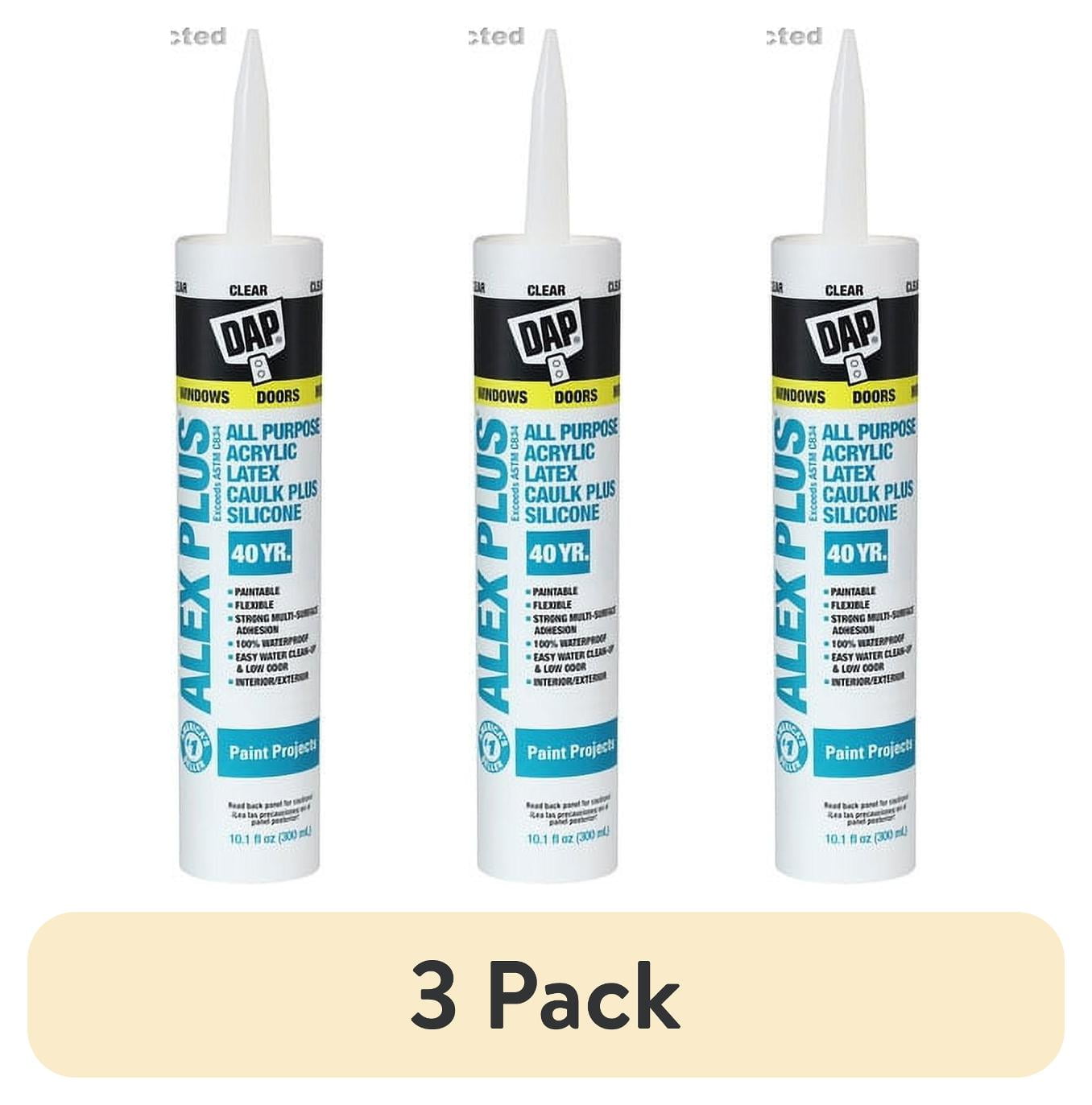(3 pack) DAP Alex Plus 10.1 oz Clear All Purpose Acrylic Latex Caulk ...