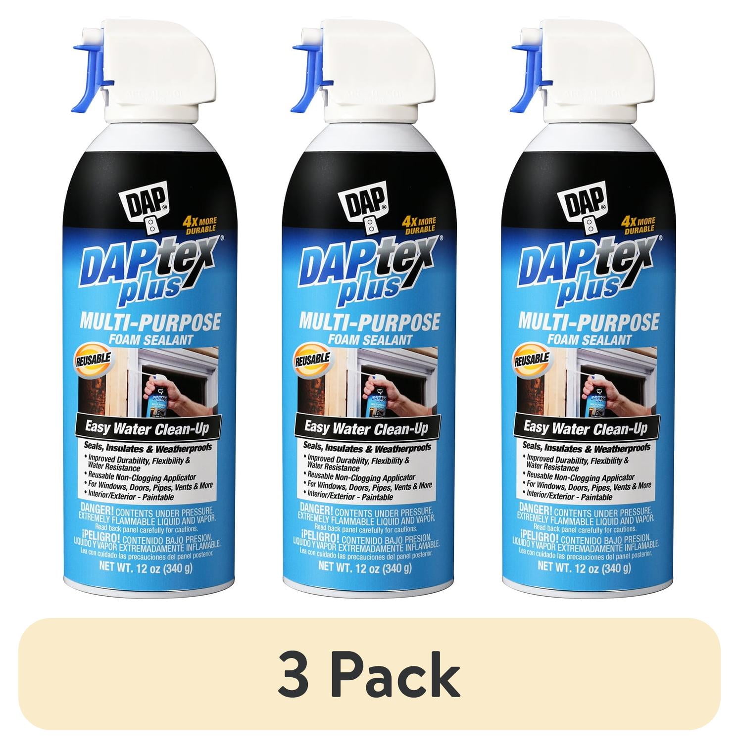 (3 pack) DAPtex Plus Multi-Purpose Foam Sealant 12 OZ - Walmart.com