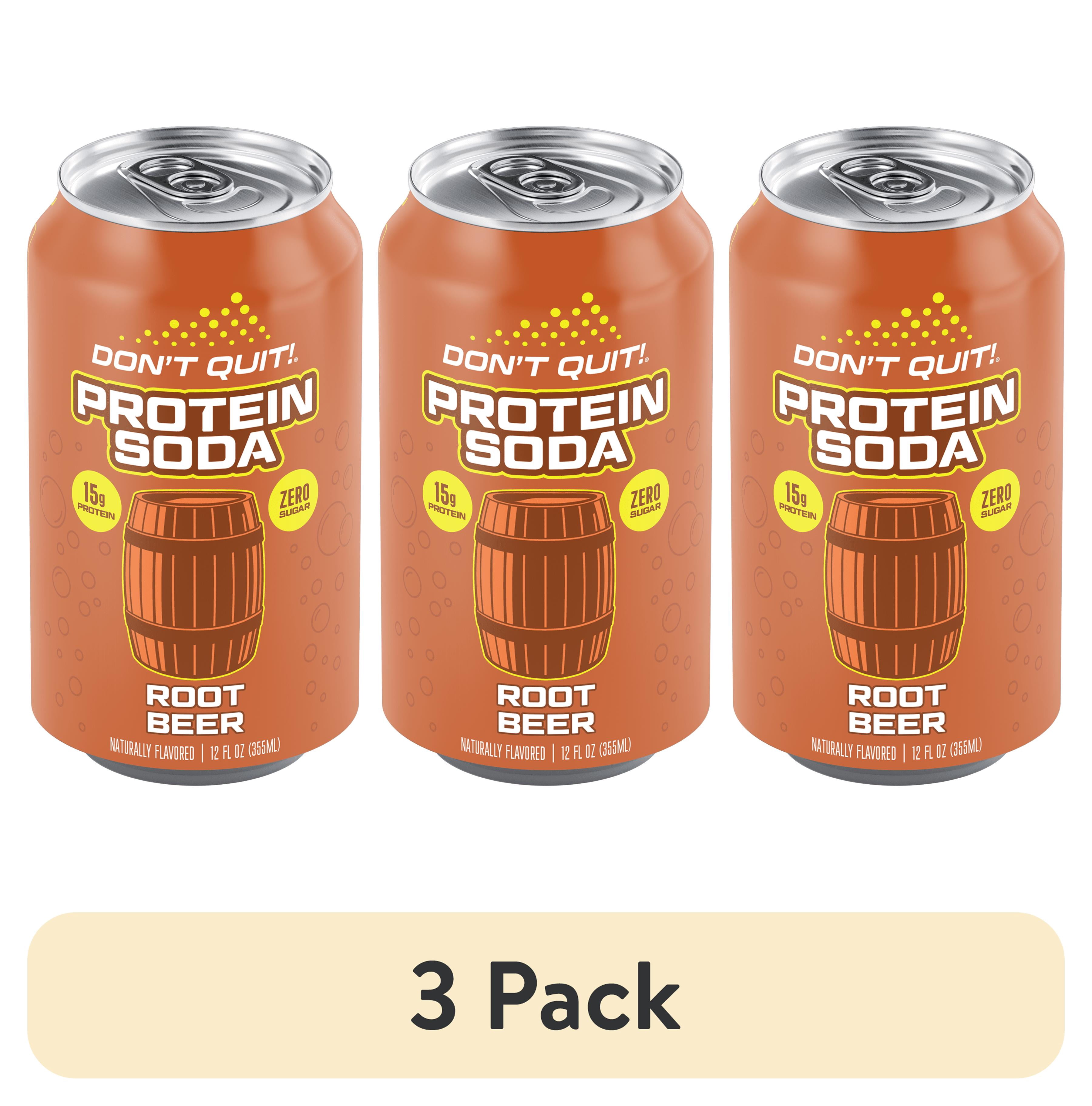 (3 pack) DON'T QUIT Protein Soda Root Beer, 15g Protein 12oz - Walmart.com