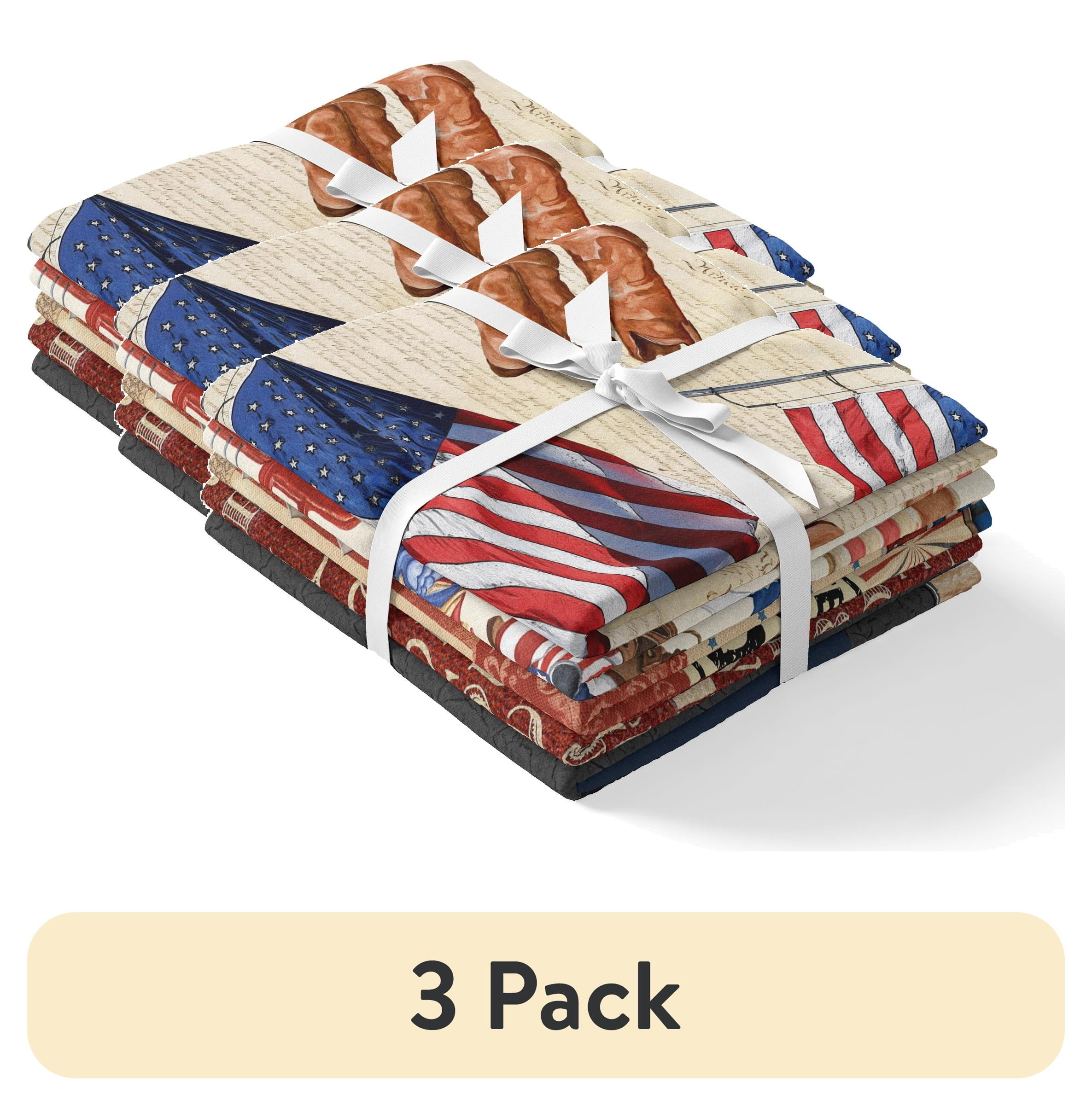 (3 pack) David Textiles 21" x 18" Cotton Americana Fat Quarter Precut ...
