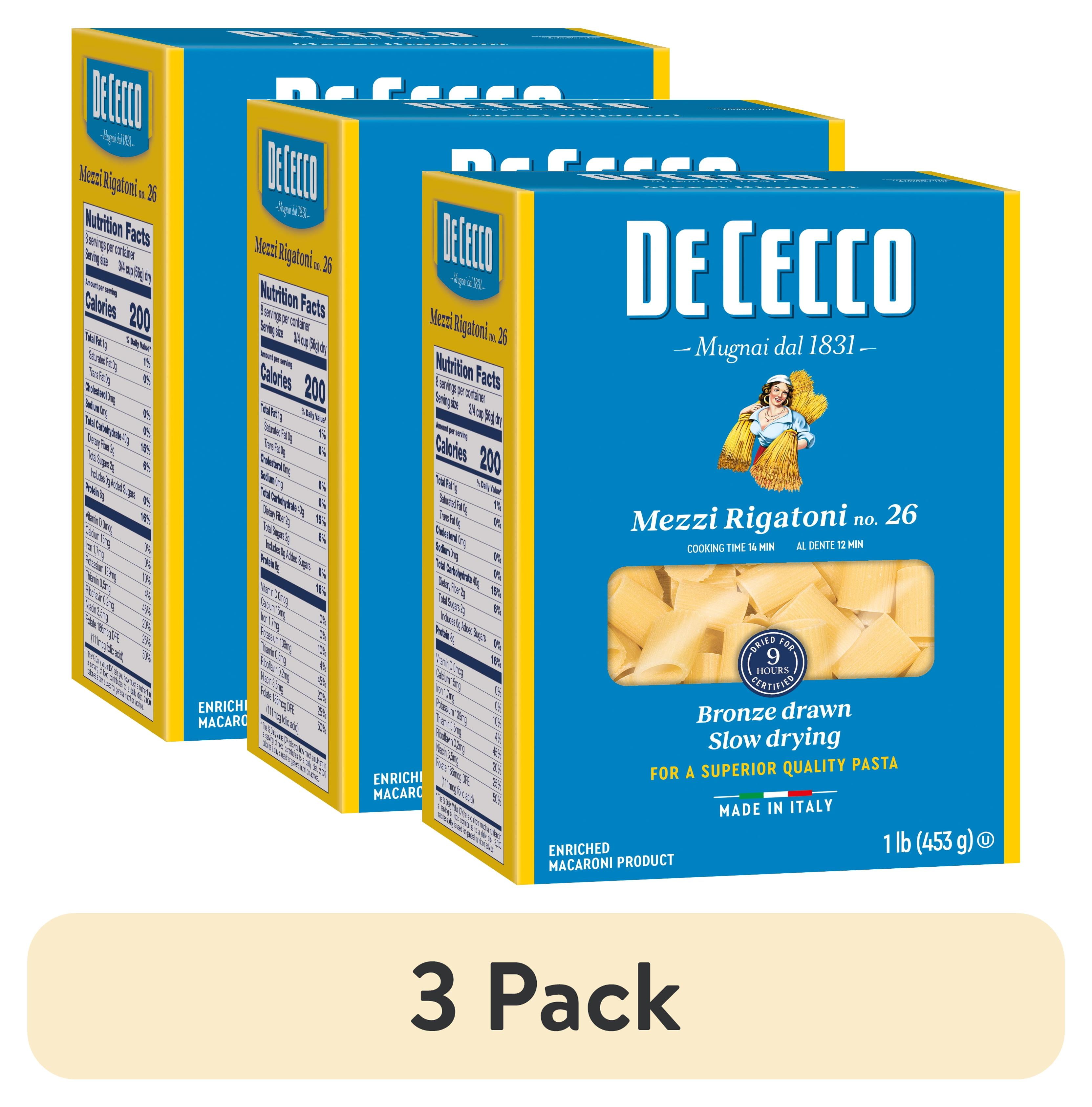 (3 pack) De Cecco Mezzi Rigatoni Pasta, 1 lb Imported from Italy. Non ...