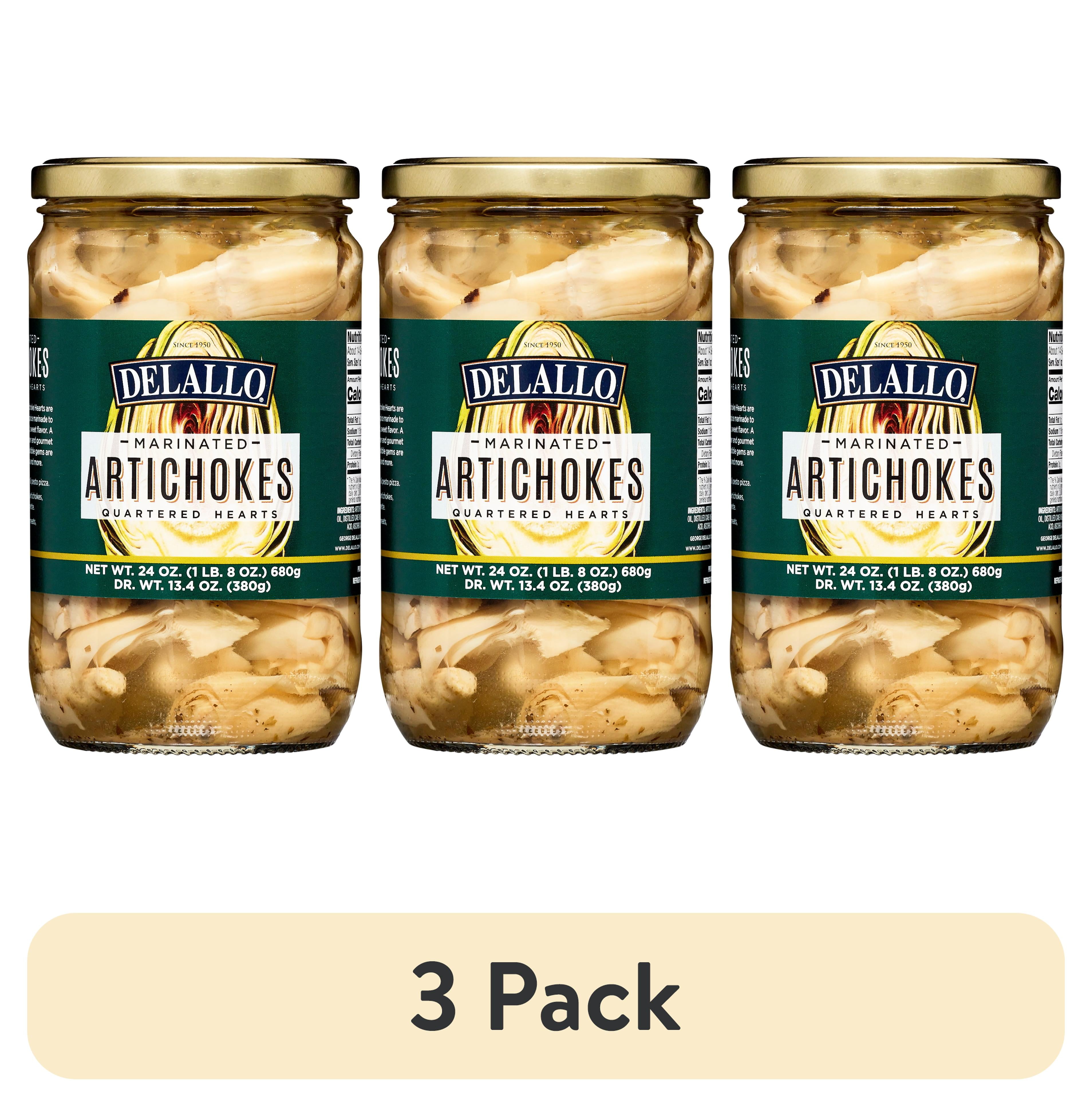 (3 pack) DeLallo Marinated Artichoke Hearts, 24 oz Jar, Kosher, Non-GMO ...