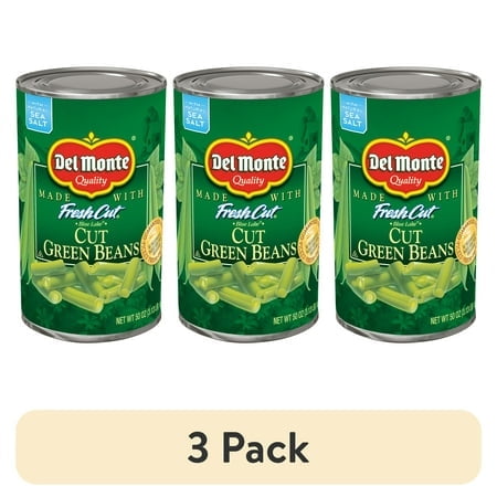 (3 pack) Del Monte Blue Lake Cut Green Beans, Canned Vegetables, 50 oz ...