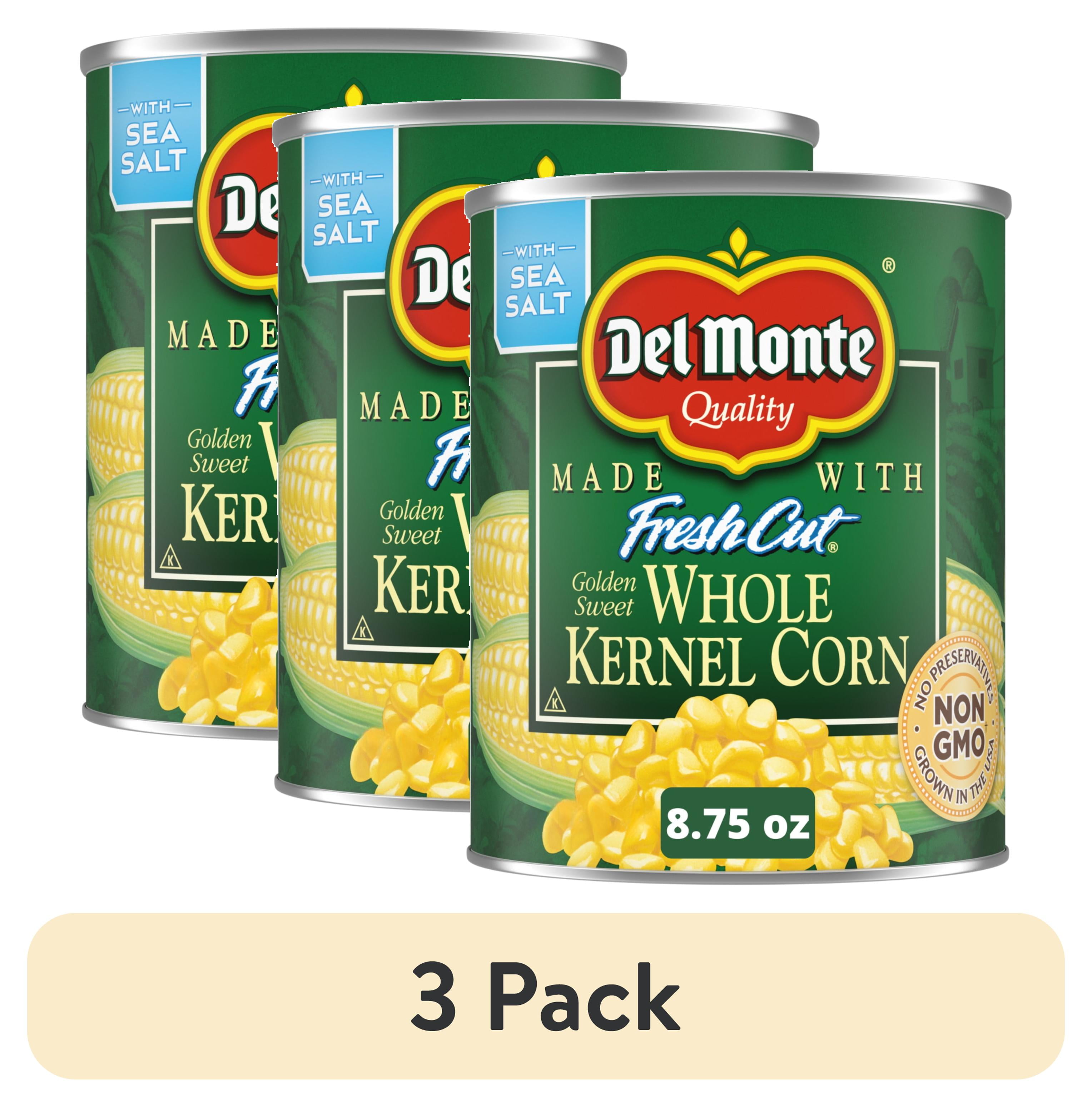 (3 pack) Del Monte Fresh Cut Golden Sweet Whole Kernel Corn, Canned Vegetables, 8.75 oz Aluminum ...