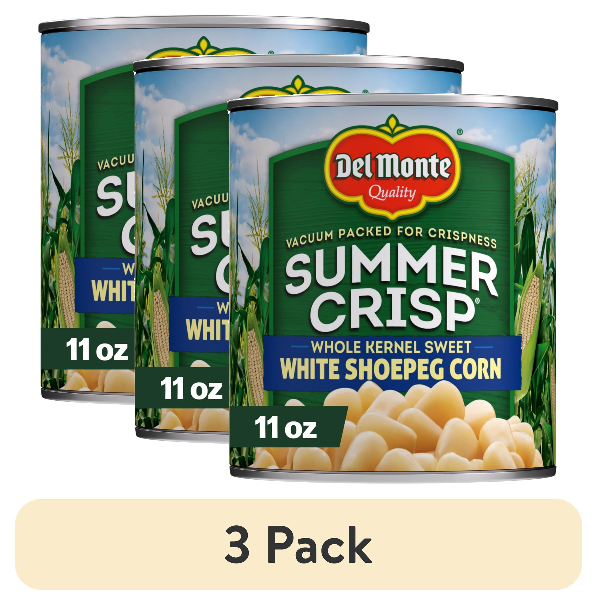 (3 pack) Del Monte Summer Crisp White Shoepeg Corn, 11 oz Can, Canned ...