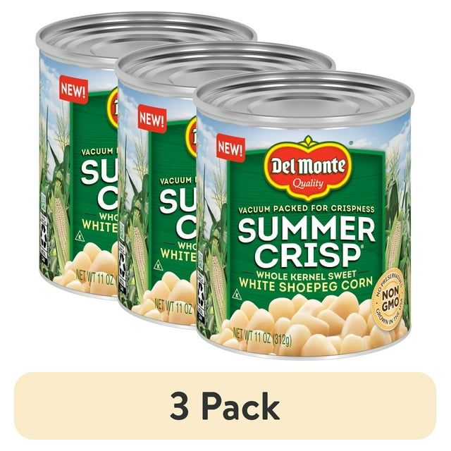 (3 pack) Del Monte Summer Crisp White Shoepeg Corn, 11 oz Can, Canned ...