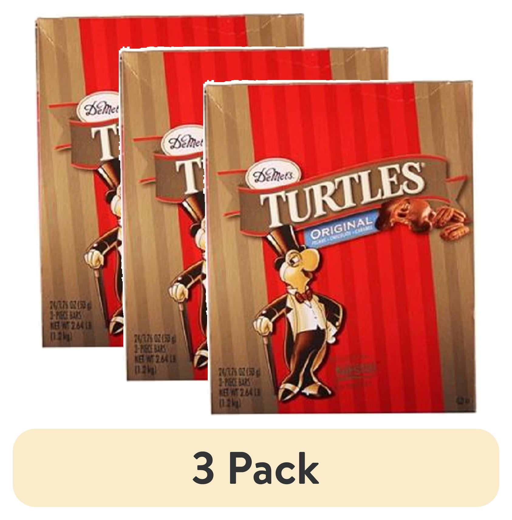 (3 pack) Demet's Original Chocolate Turtles Caramel Cluster 3-piece King Size Bars - 24 Ct. Case ...
