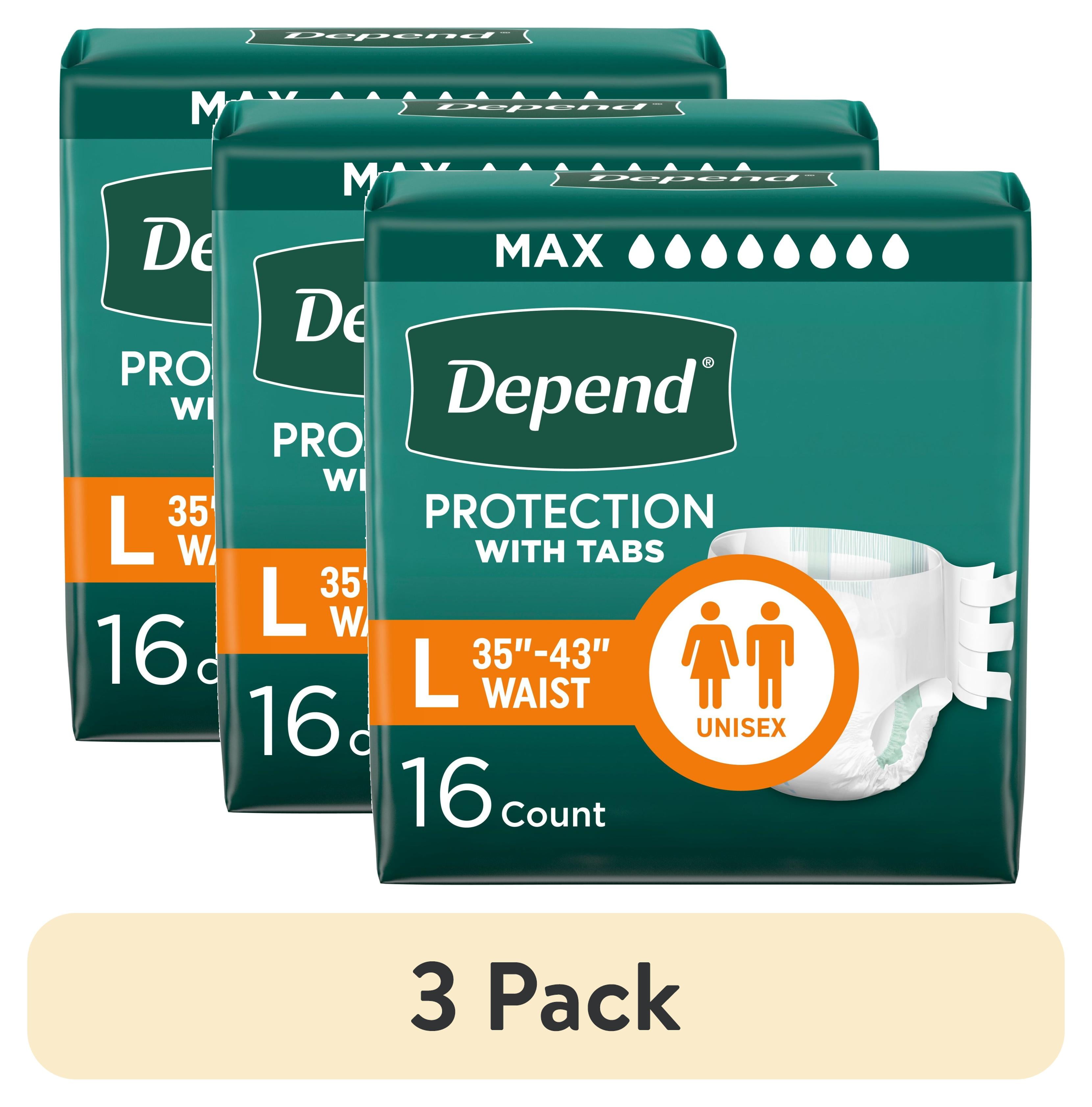 (3 pack) Depend Protection with Tabs Incontinence Underwear, Adult ...