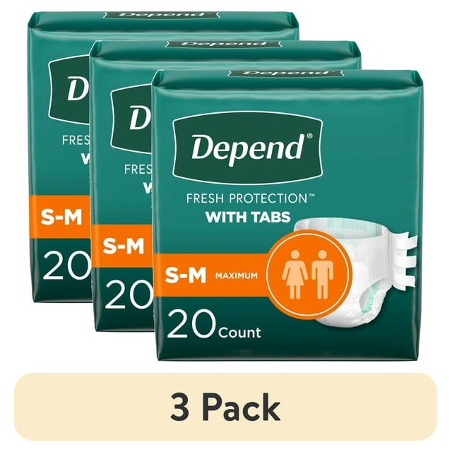 (3 pack) Depend Protection with Tabs Incontinence Underwear, Adult ...