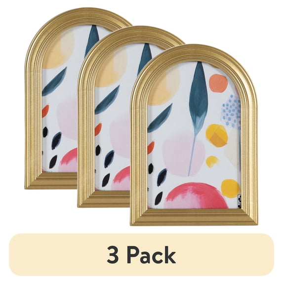 (3 pack) DesignOvation 4x6 Arch Gold Decorative Tabletop Picture Frame ...