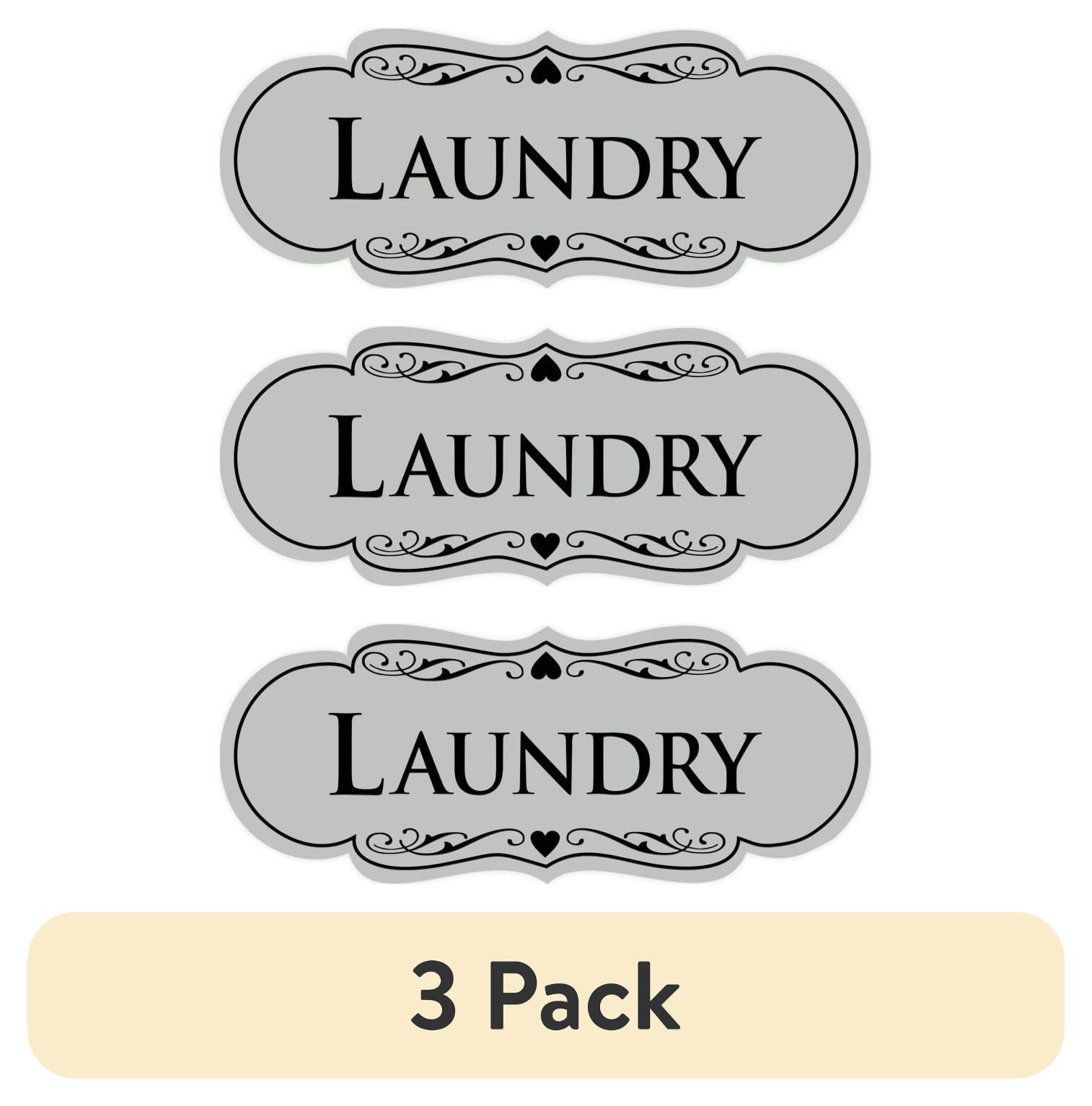 (3 pack) Designer Laundry Sign (Lt Gray) - Large 3.5 x 9" - Walmart.com