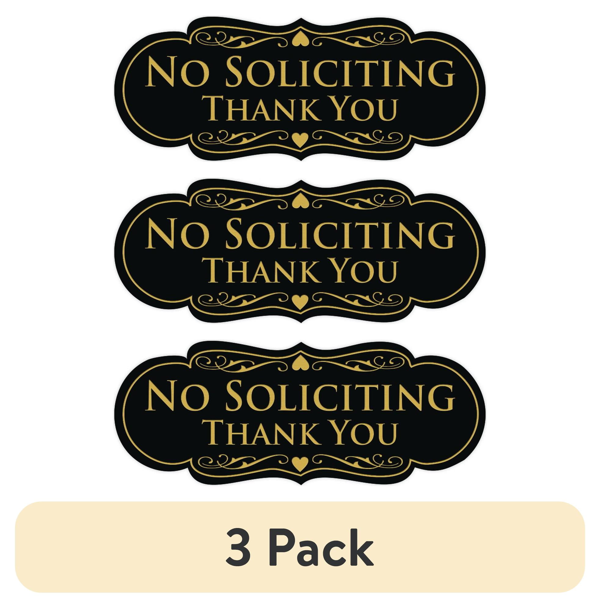 (3 pack) Designer NO SOLICITING Thank You Sign - Black / Gold Large ...