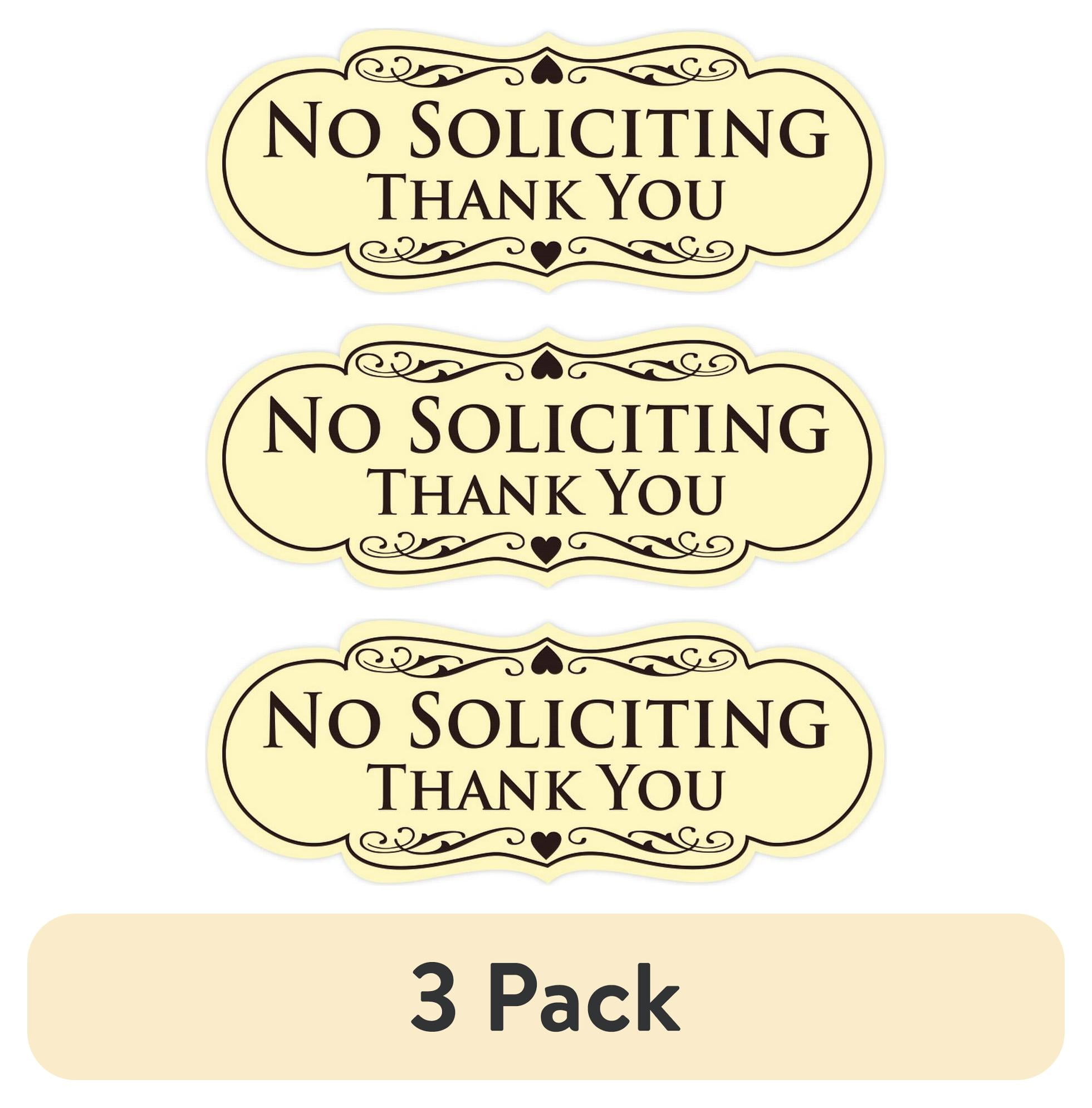 (3 pack) Designer NO SOLICITING Thank You Sign - Ivory / Dark Brown ...