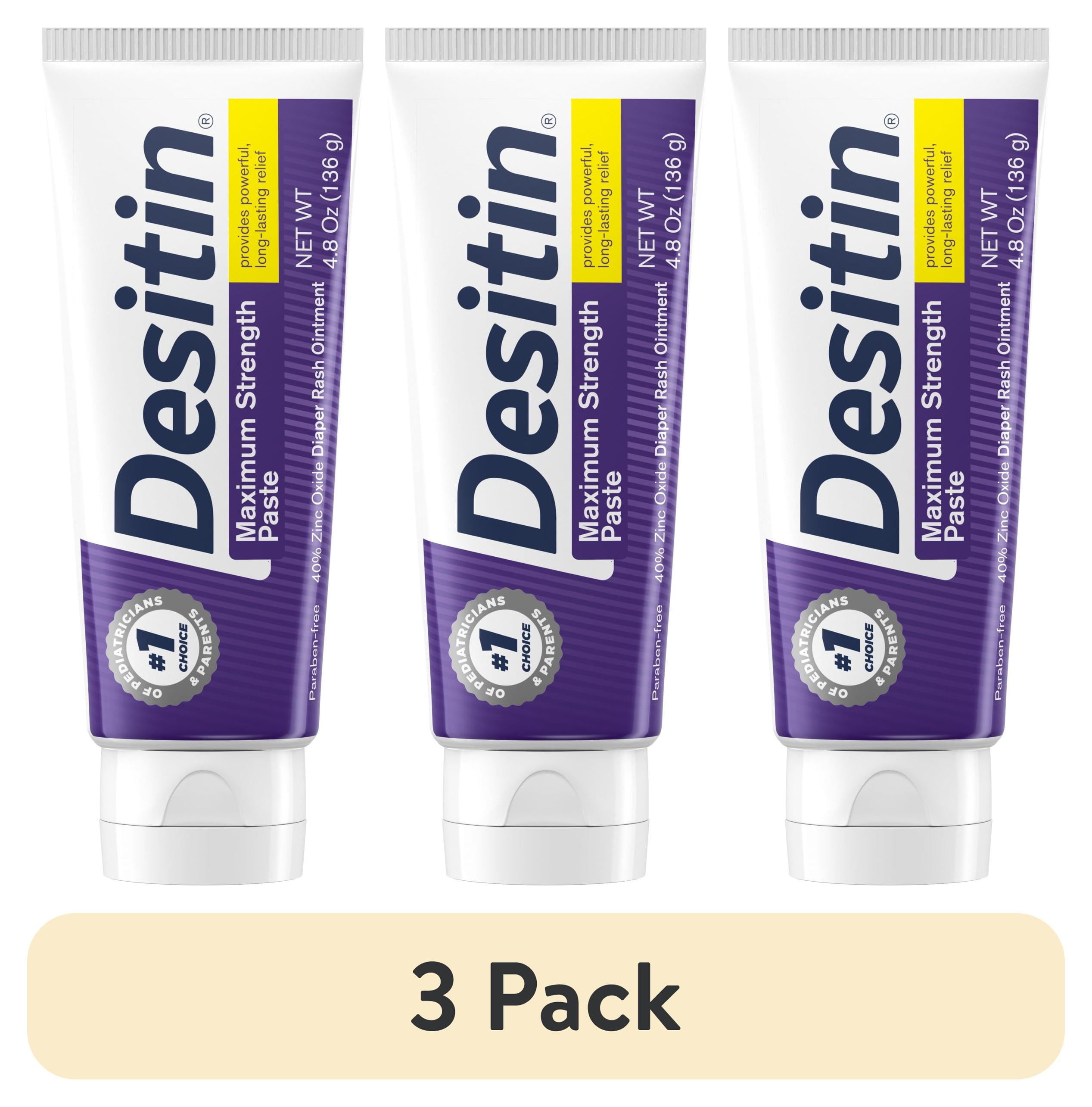 (3 pack) Desitin Maximum Strength Baby Diaper Rash Cream, Zinc Oxide, 4 ...