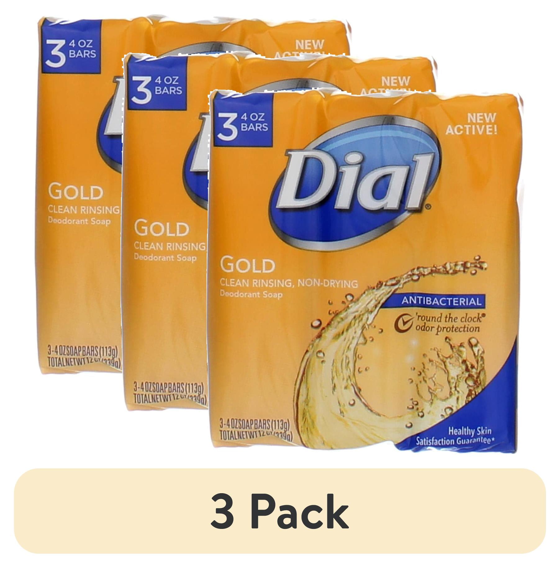 (3 pack) Dial Antibacterial Deodorant Bar Soap, Gold, 4 oz, 3 Bars ...