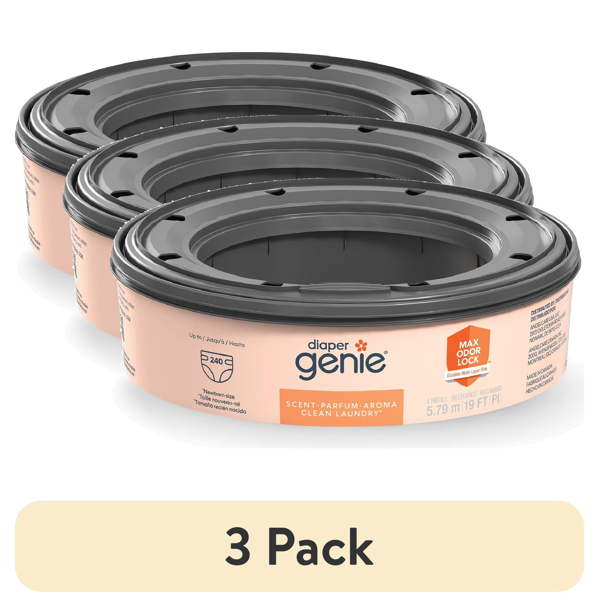 (3 pack) Diaper Genie Refill, Clean Laundry Scent, Max Odor Lock, 6.4m ...