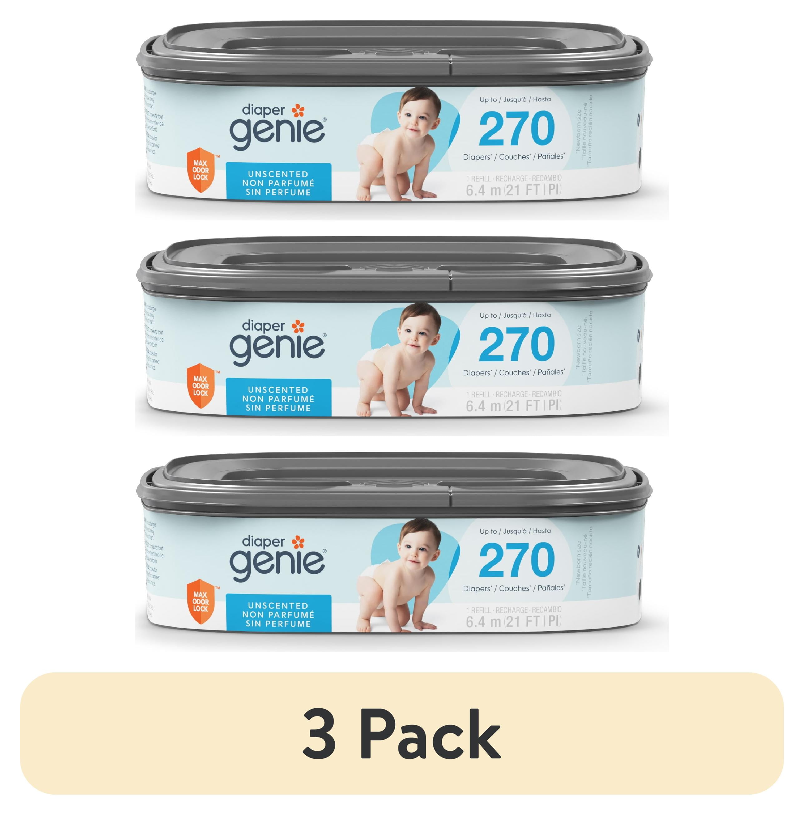 (3 pack) Diaper Genie Square Refill, Unscented, Holds up to 270 Newborn ...