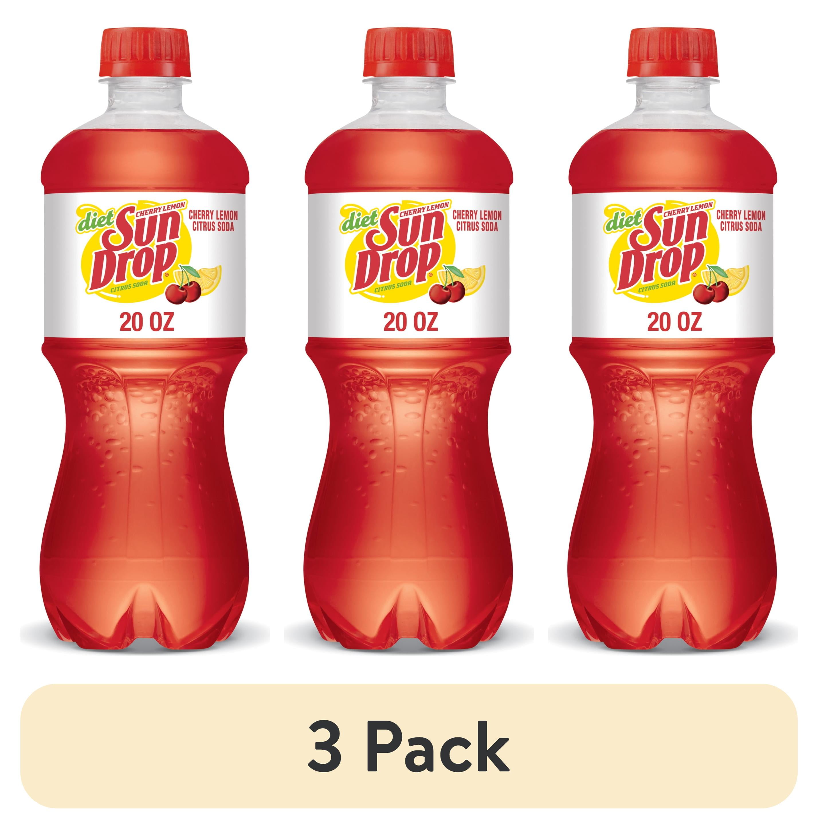 (3 pack) Diet Sun Drop Cherry Lemon Citrus Soda Pop, 20 fl oz, Bottle ...