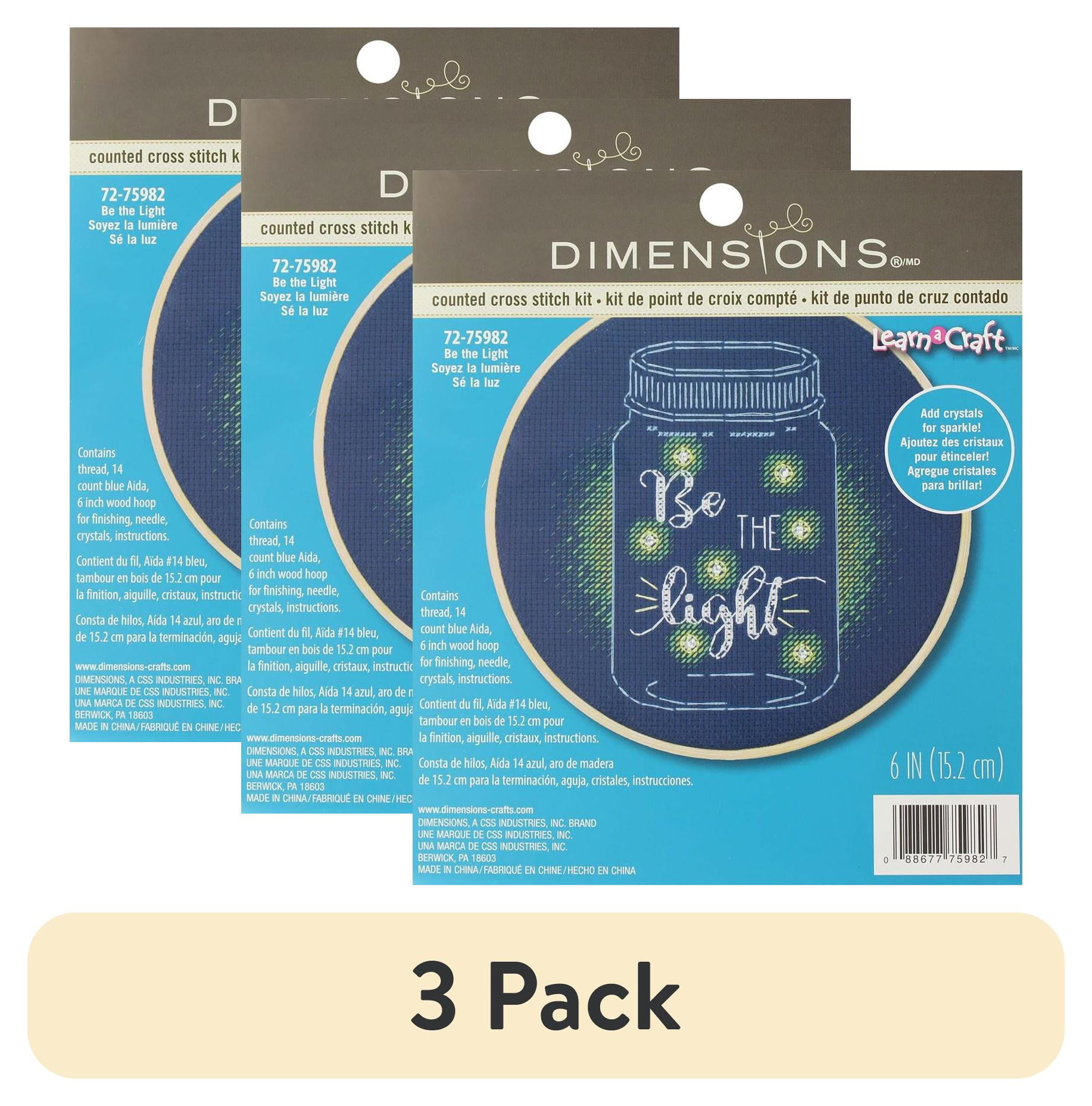 (3 pack) Dimensions Cross Stitch Kit 6" Be The Light - Walmart.com