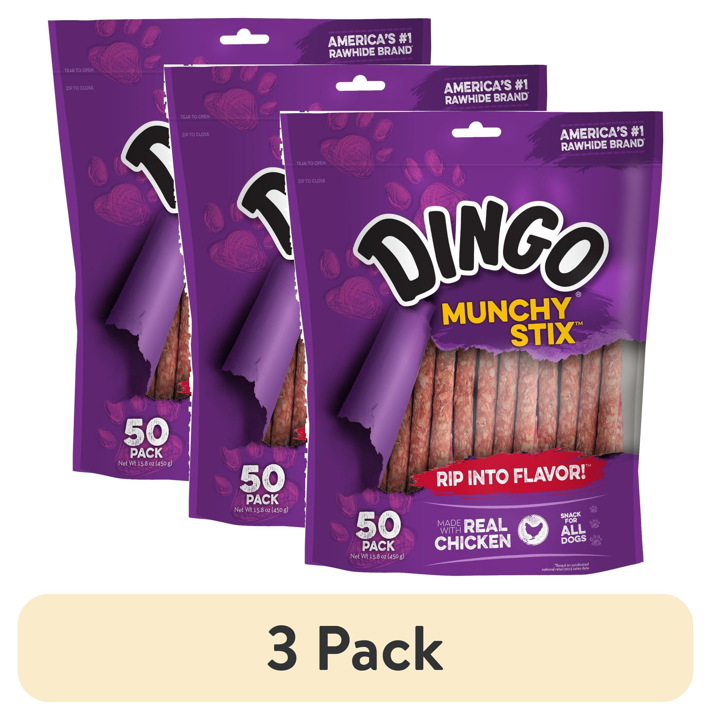 (3 pack) Dingo Munchy Stix Rawhide and Chicken Treat for Dogs, 50-Count ...