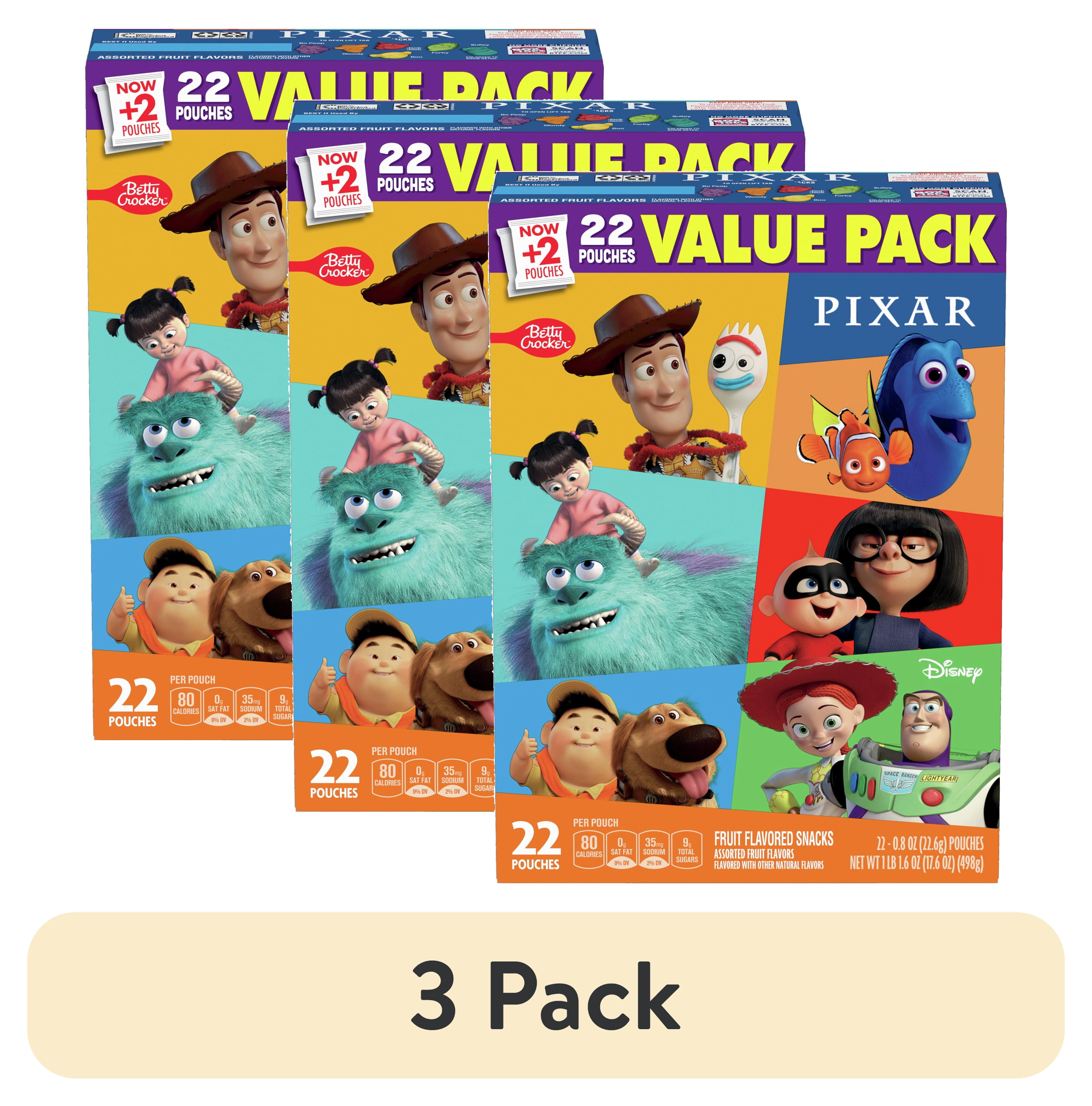 (3 pack) Disney Pixar Fruit Flavored Snacks, Treat Pouches, Value Pack ...