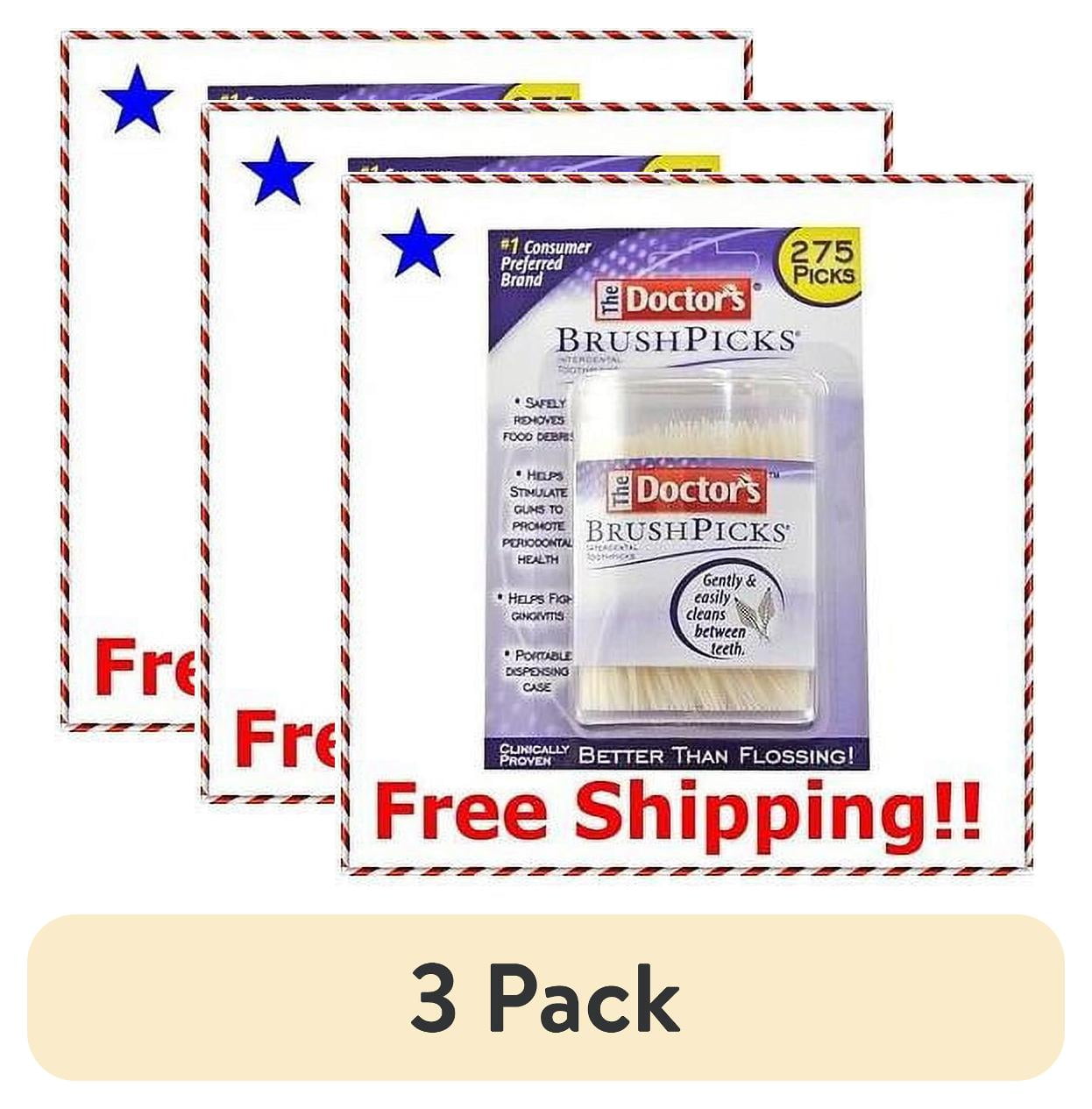 (3 pack) Doctors Brushpicks Brush Picks Interdental Toothpicks - 275 ...