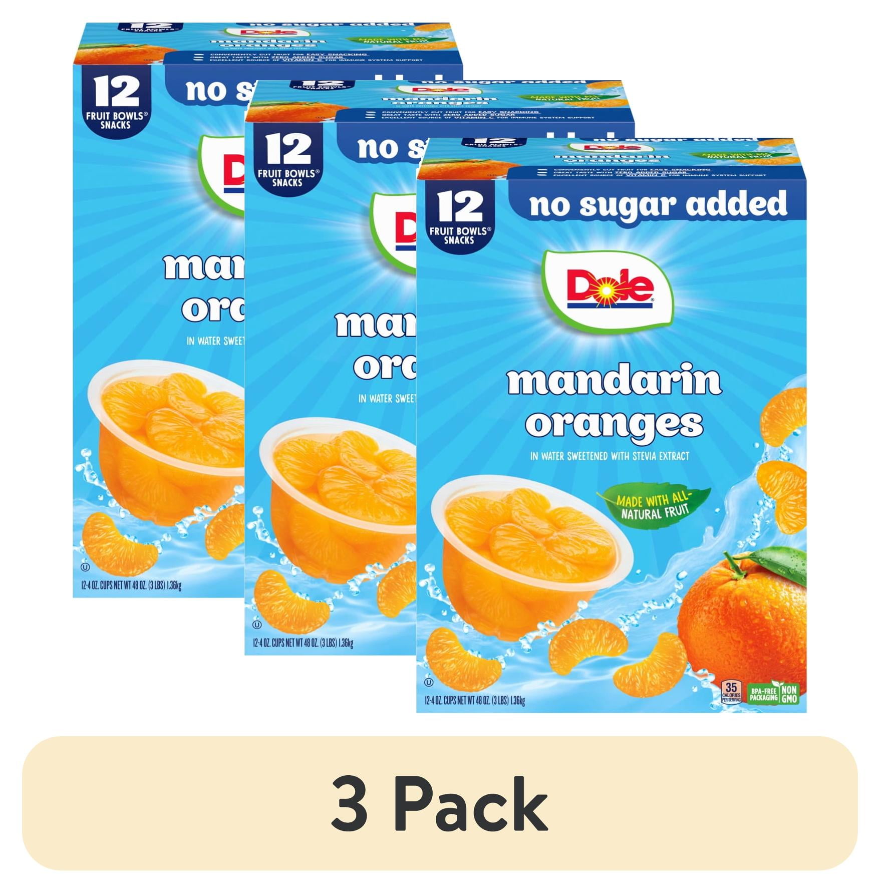 (3 pack) Dole Fruit Bowls No Sugar Added Mandarin Oranges, 4 oz Cups ...