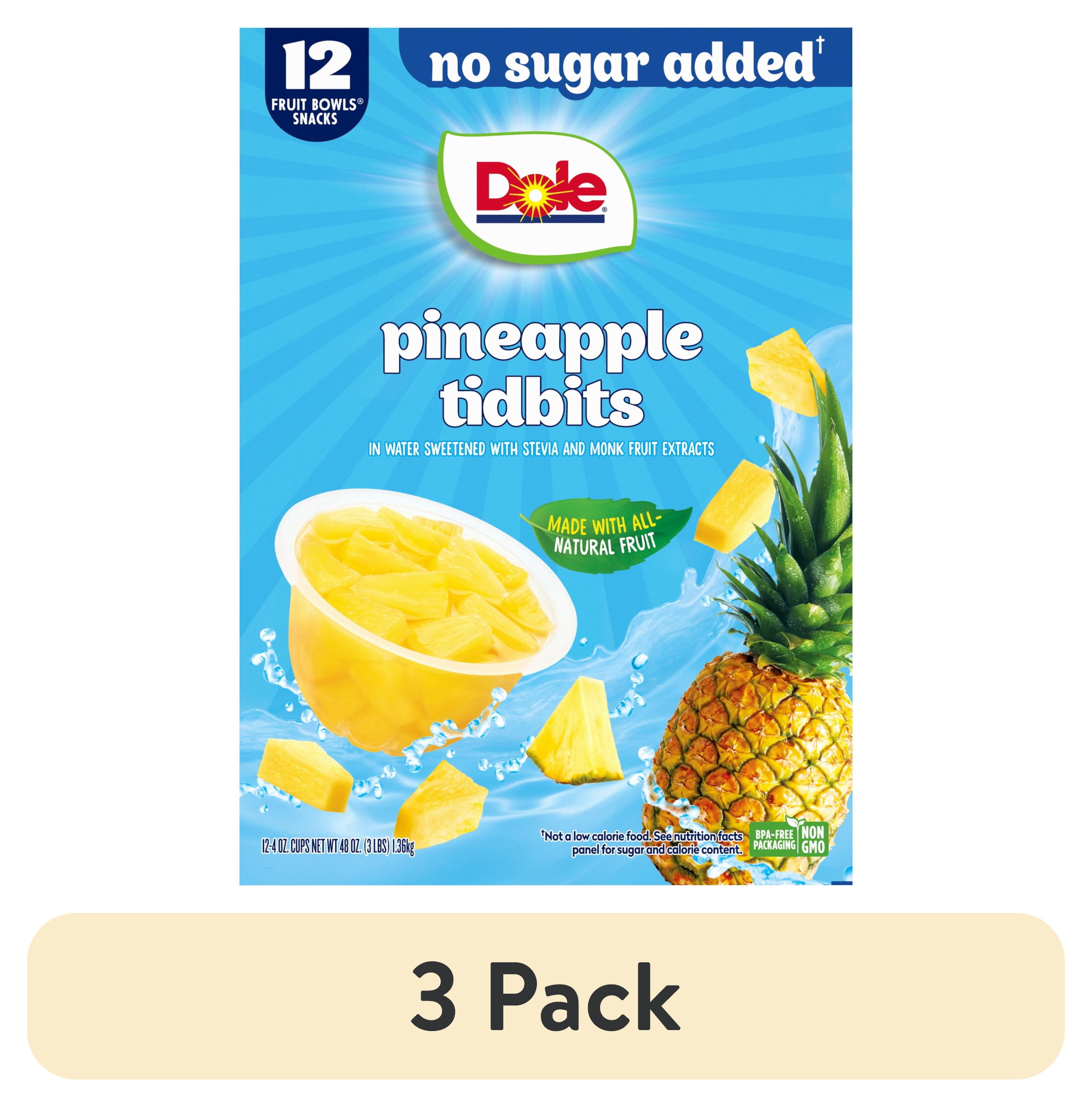 (3 pack) Dole Fruit Bowls Snacks No Sugar Added^^ Pineapple Tidbits, 4 ...