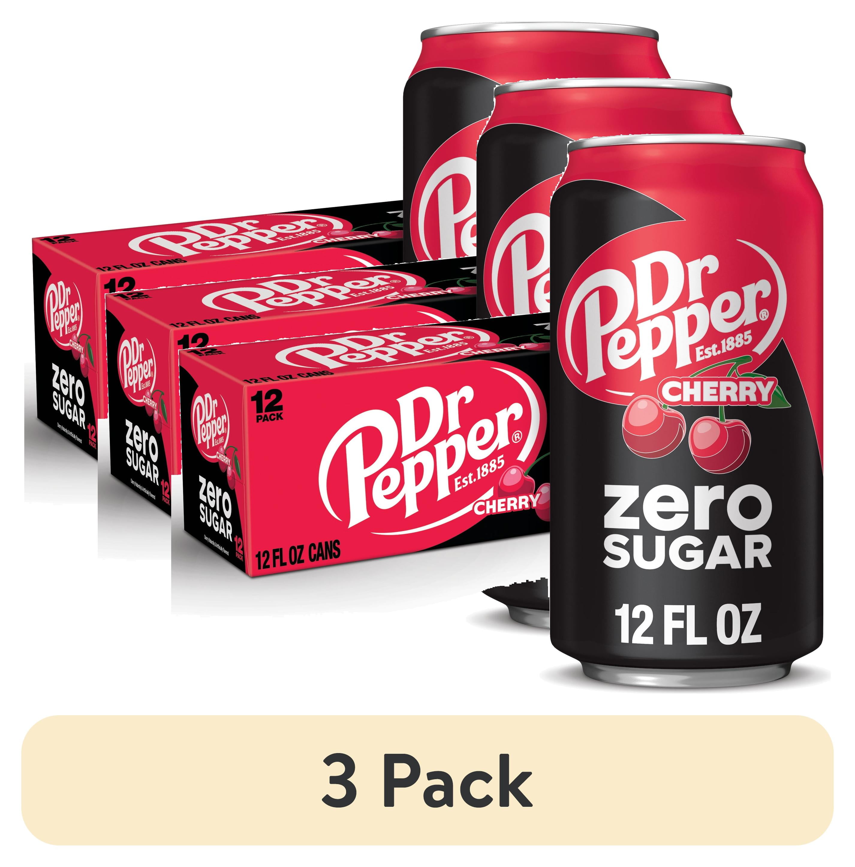 (3 pack) Dr Pepper Zero Sugar Cherry Soda Pop, 12 fl oz, 12 Pack Cans ...