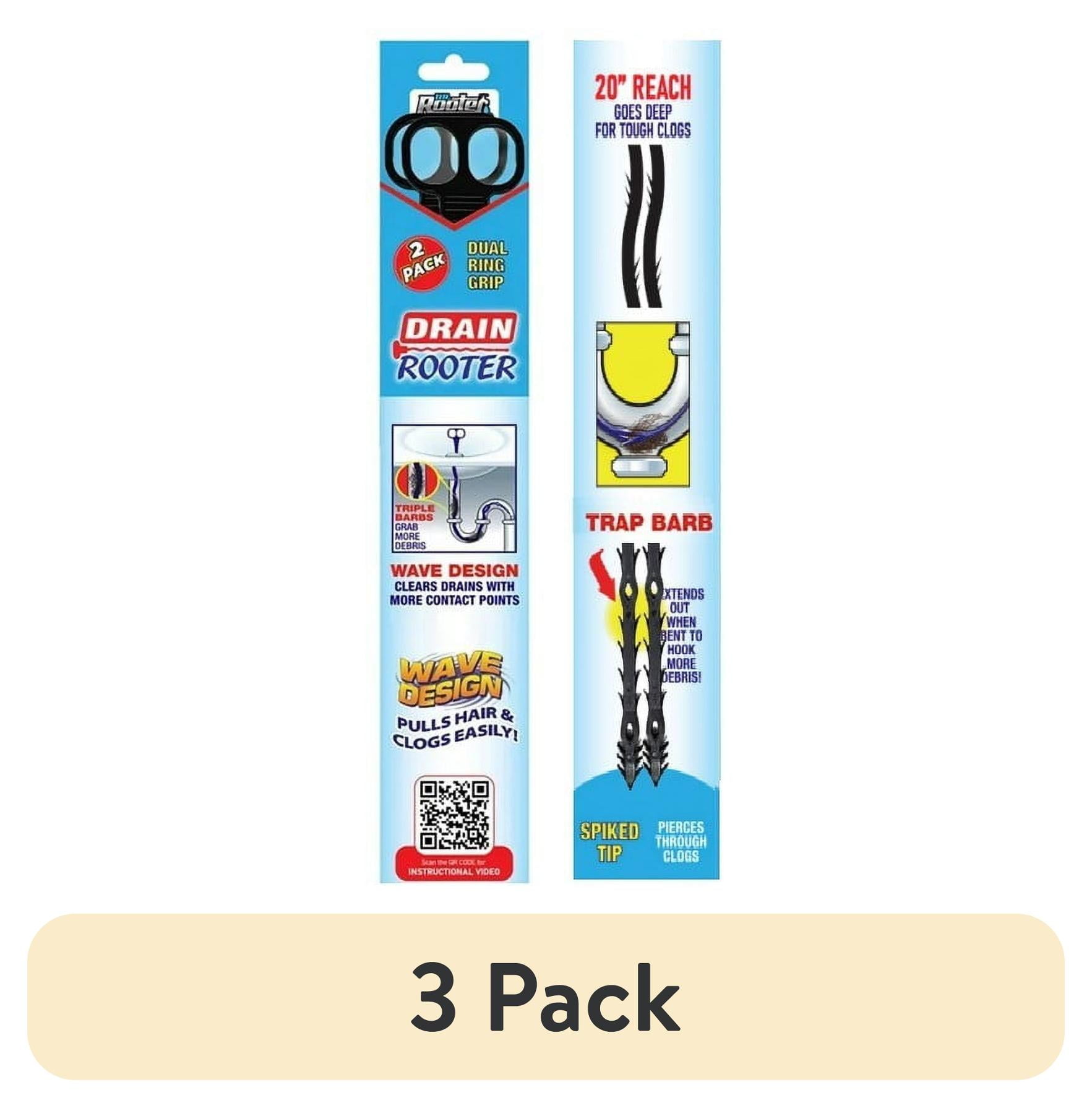 (3 pack) Dr. Rooter 20" Drain Snake with 46 Trap Spikes, Non-Toxic ...