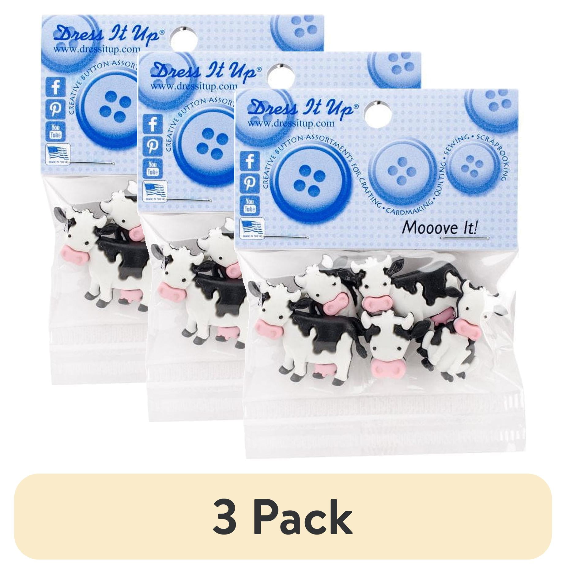 (3 pack) Dress It Up Buttons, "Mooove It!", Cow Craft & Sewing Fastener ...