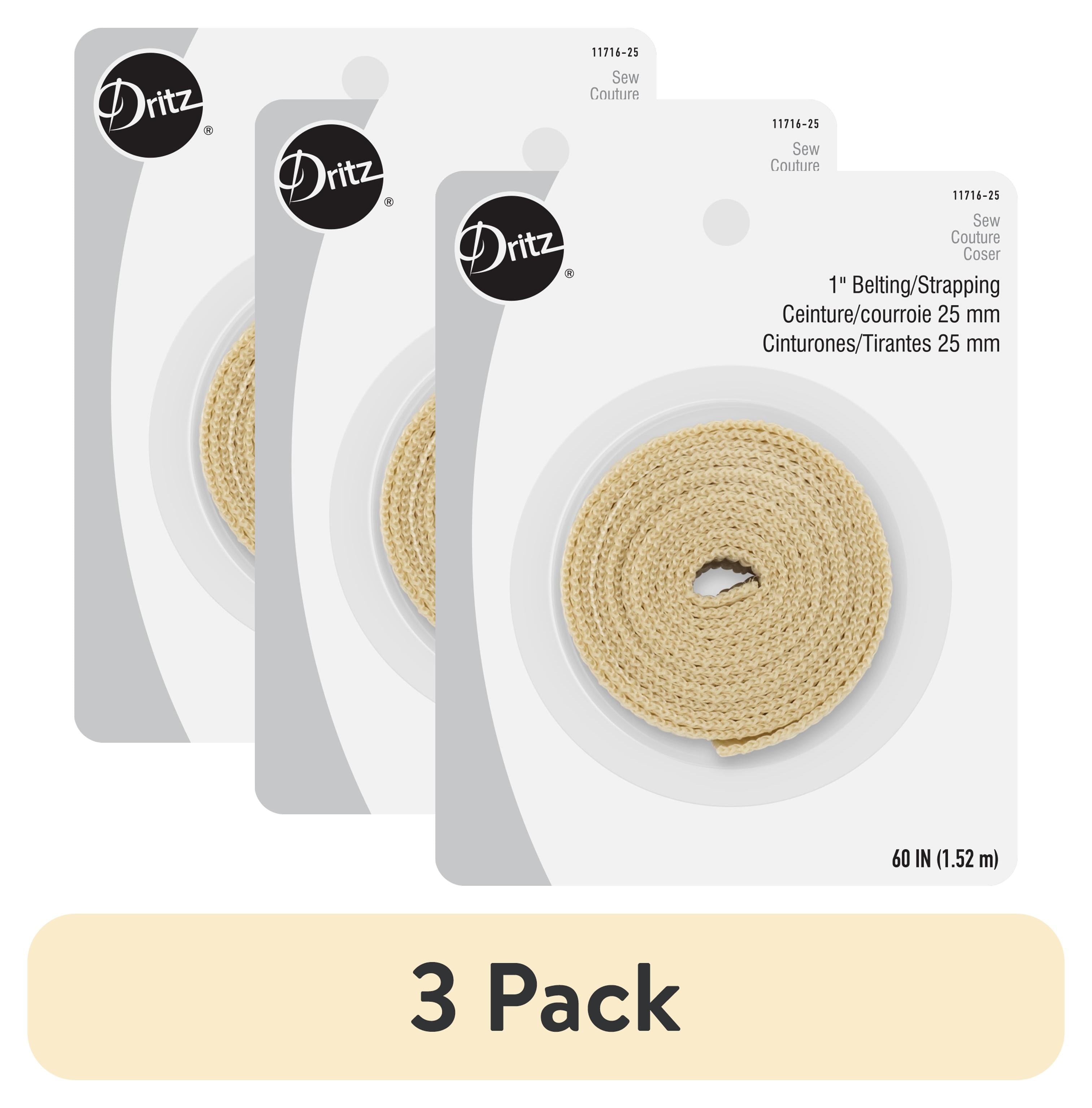 (3 pack) Dritz 1" Polypropylene Strapping, Tan, 60 inches, 1 Each ...