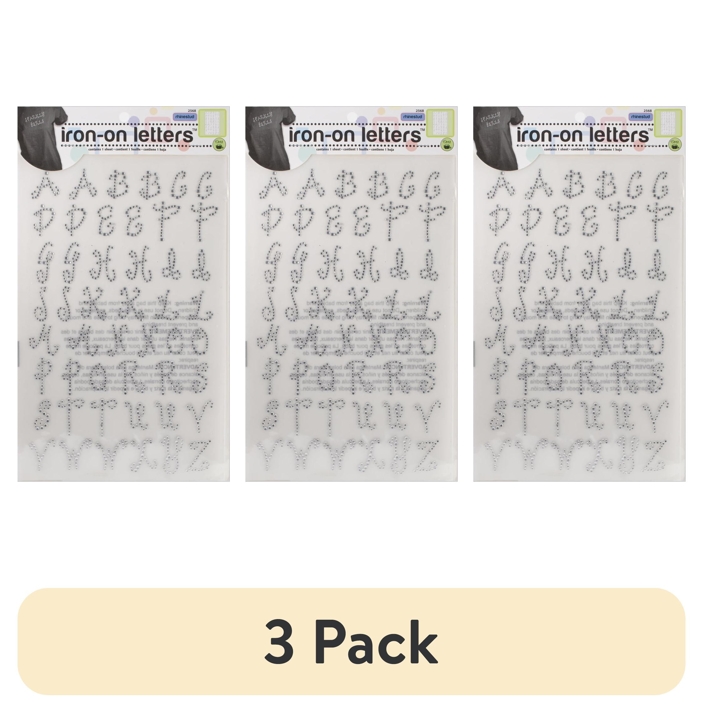 (3 pack) Dritz Iron-On Rhinestud Letters, 1", Curly, Crystal - Walmart.com