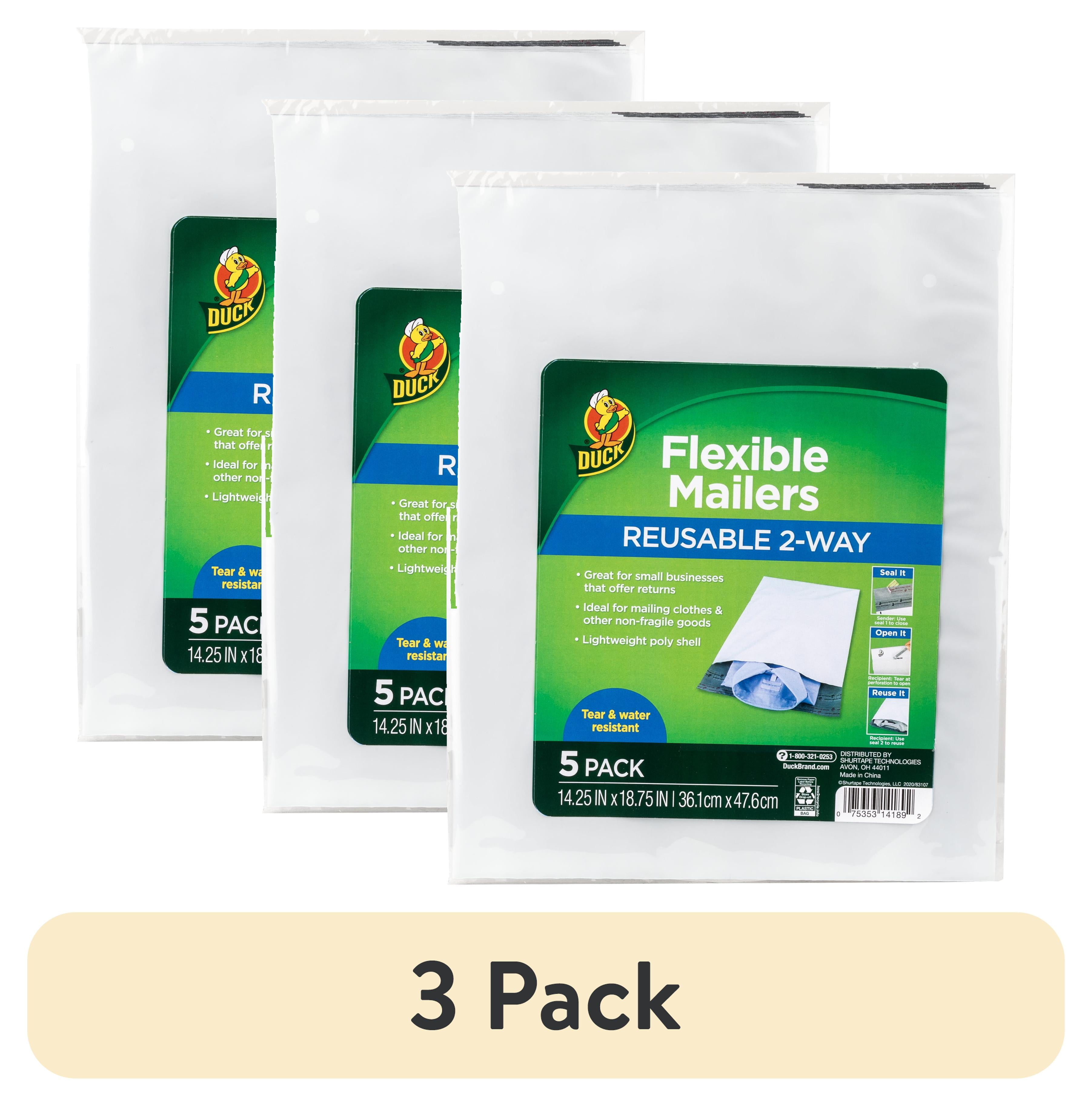 (3 pack) Duck Self-Seal Reuseable Poly Flexible Mailer, 14" x 18 ...