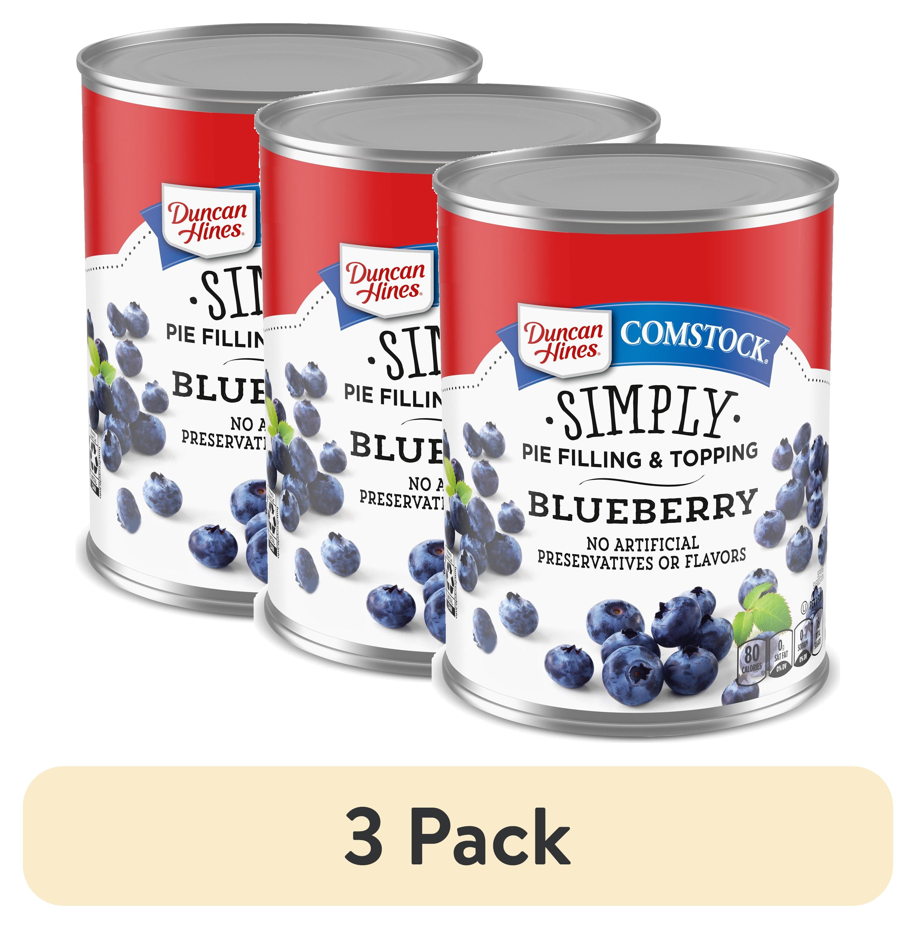 (3 pack) Duncan Hines Comstock Blueberry Pie Filling and Topping, 21 oz ...